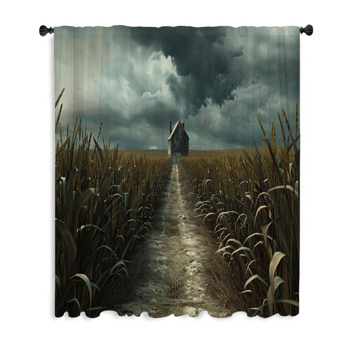 East Urban Home Ominous House Window Curtains, Architecture Blockout ...