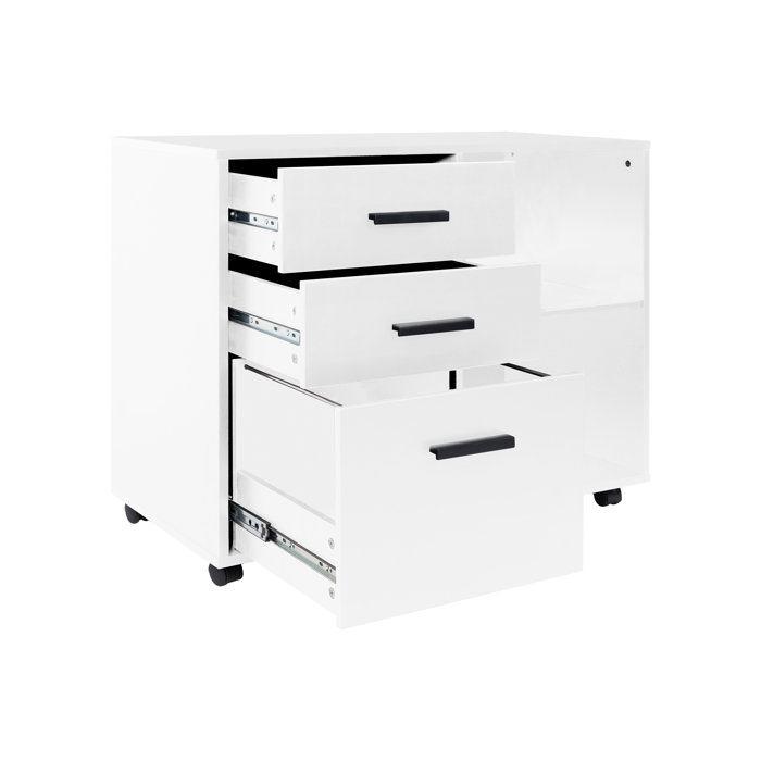 Loon Peak® Chrysti Rolling Office Cabinet with Drawers, Lateral Desk ...