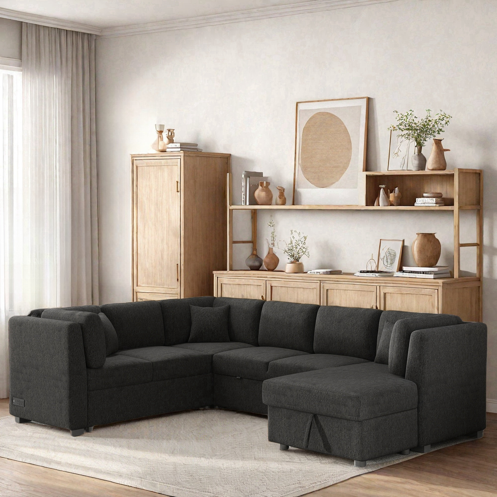 Latitude Run® Ajwan Pull Out Sofa With Two Usb Ports, Two Power Sockets ...