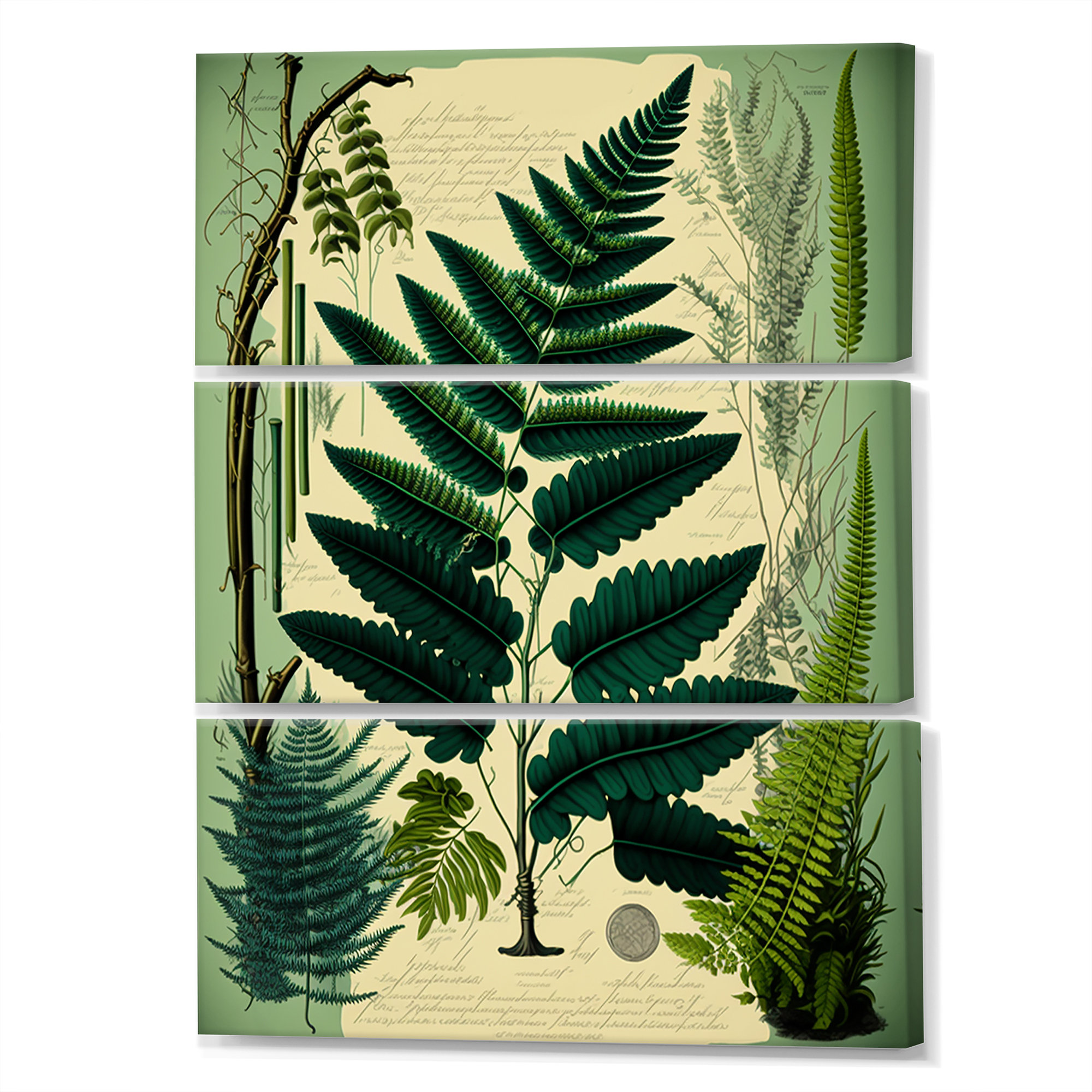 Design Art Fern On Retro Victorian Chart VI - Floral Ferns Canvas Wall ...