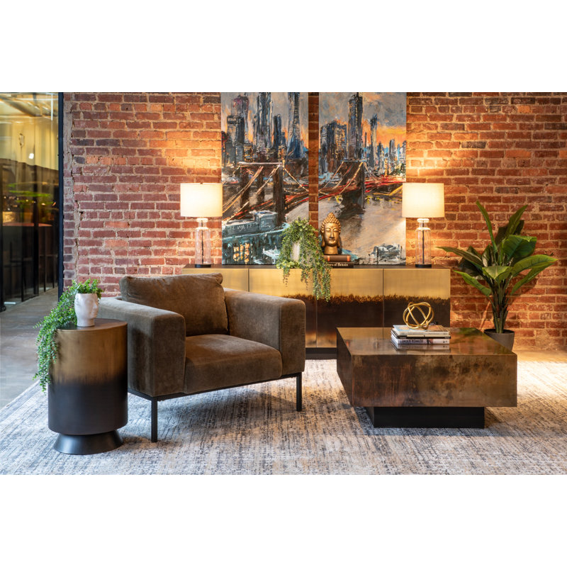 Orren Ellis Luler 35" Coffee Table In Oxidized Copper | Wayfair