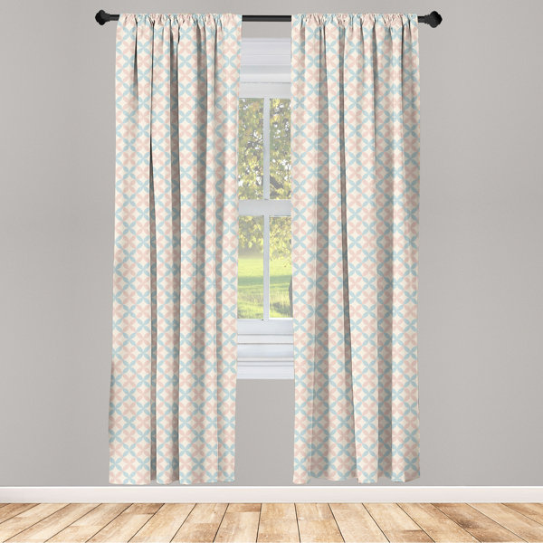 East Urban Home Floral 4-Panel Curtains, Pastel Color Motifs, Cream ...