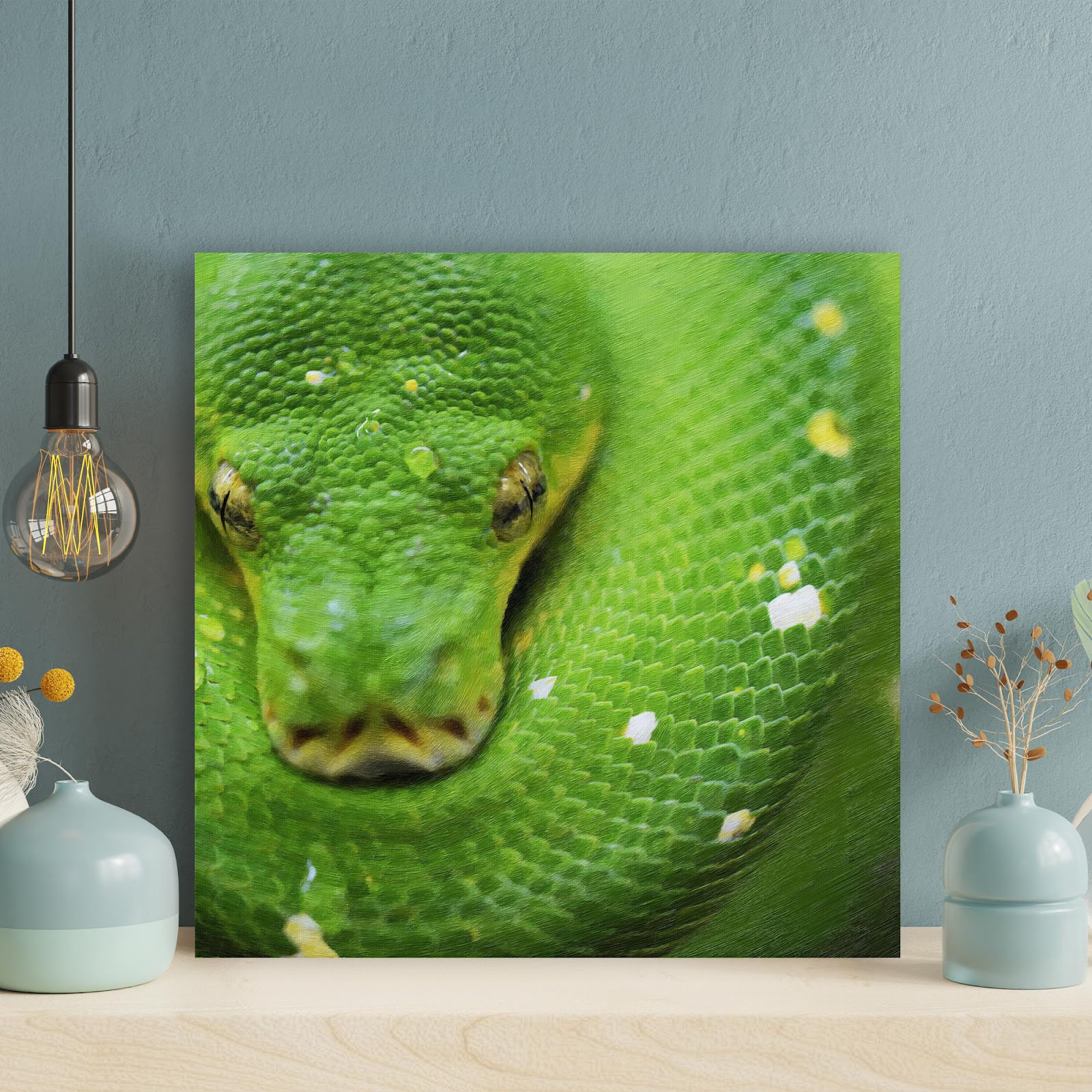 Latitude Run® Selective Focus Photo Of Green Snake - Wrapped Canvas ...