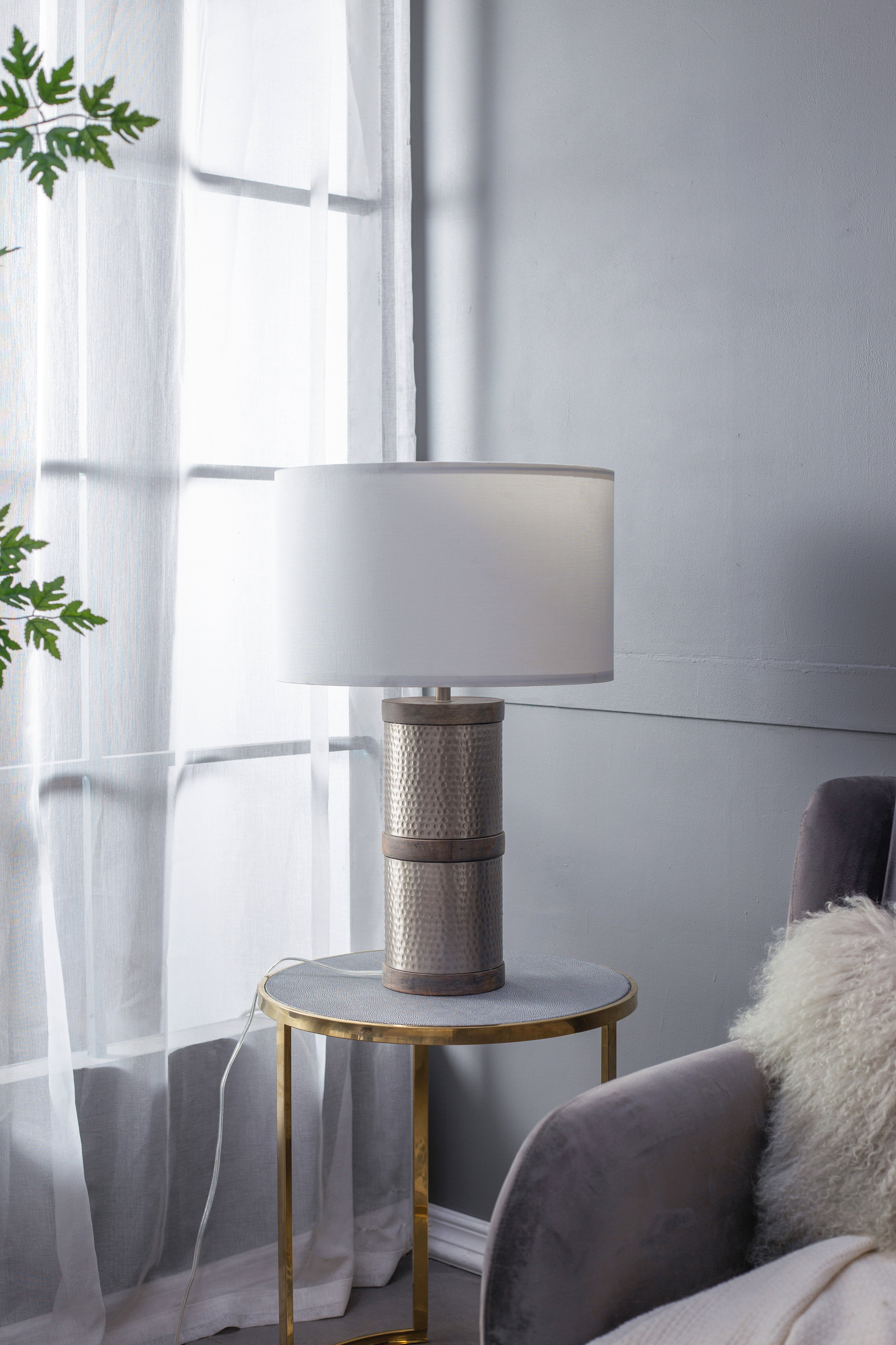 Trent Austin Design® 16X24.4" Hammered Iron Table Lamp With Mango Wood ...