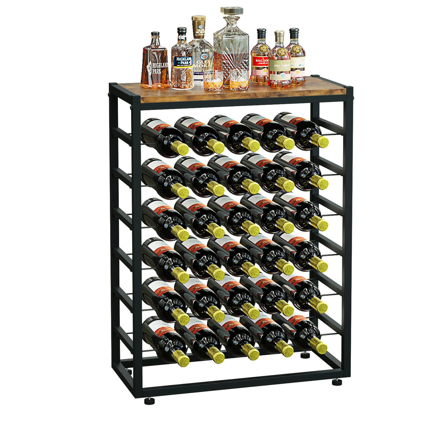 17 Stories Wine Rack Free Standing 6-Tier 30 Bottles Wine Holder ...