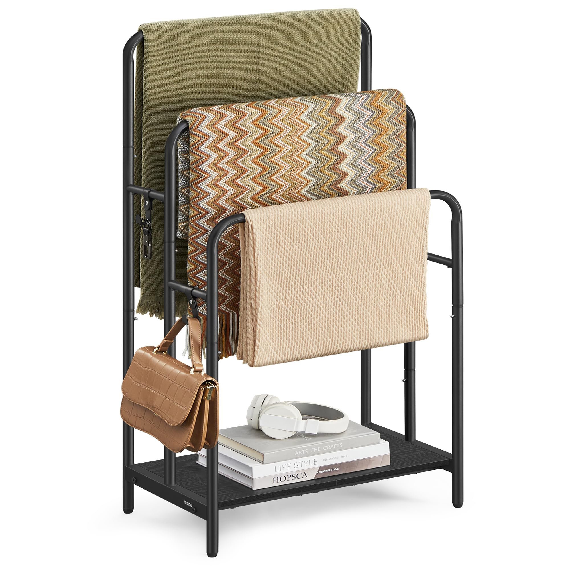 Latitude Run® Freestanding Towel Rack, 3-Tier Blanket Holder With ...