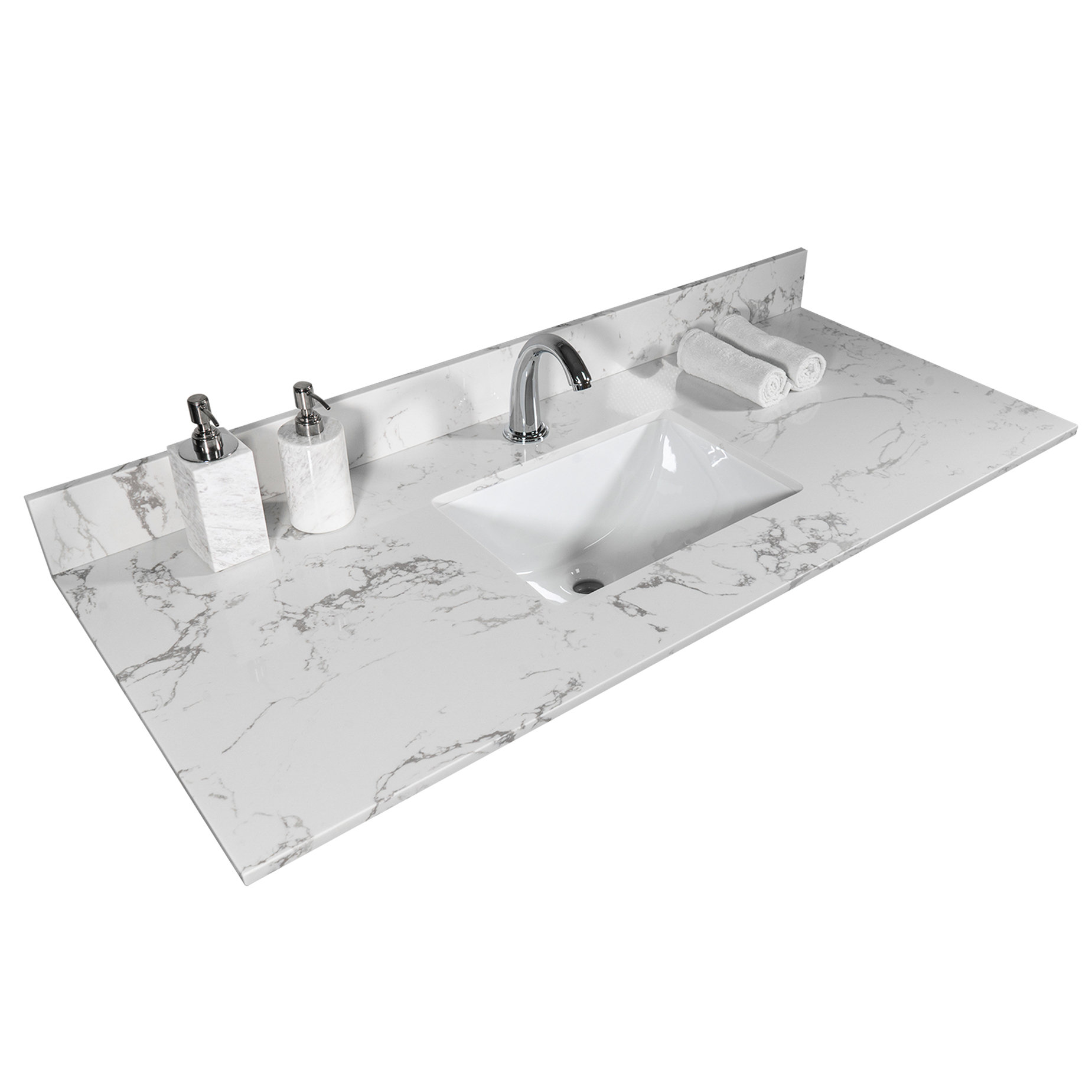 Mercer41 43X22 Inch White Marble Duplicate Vanity Top - Engineered ...