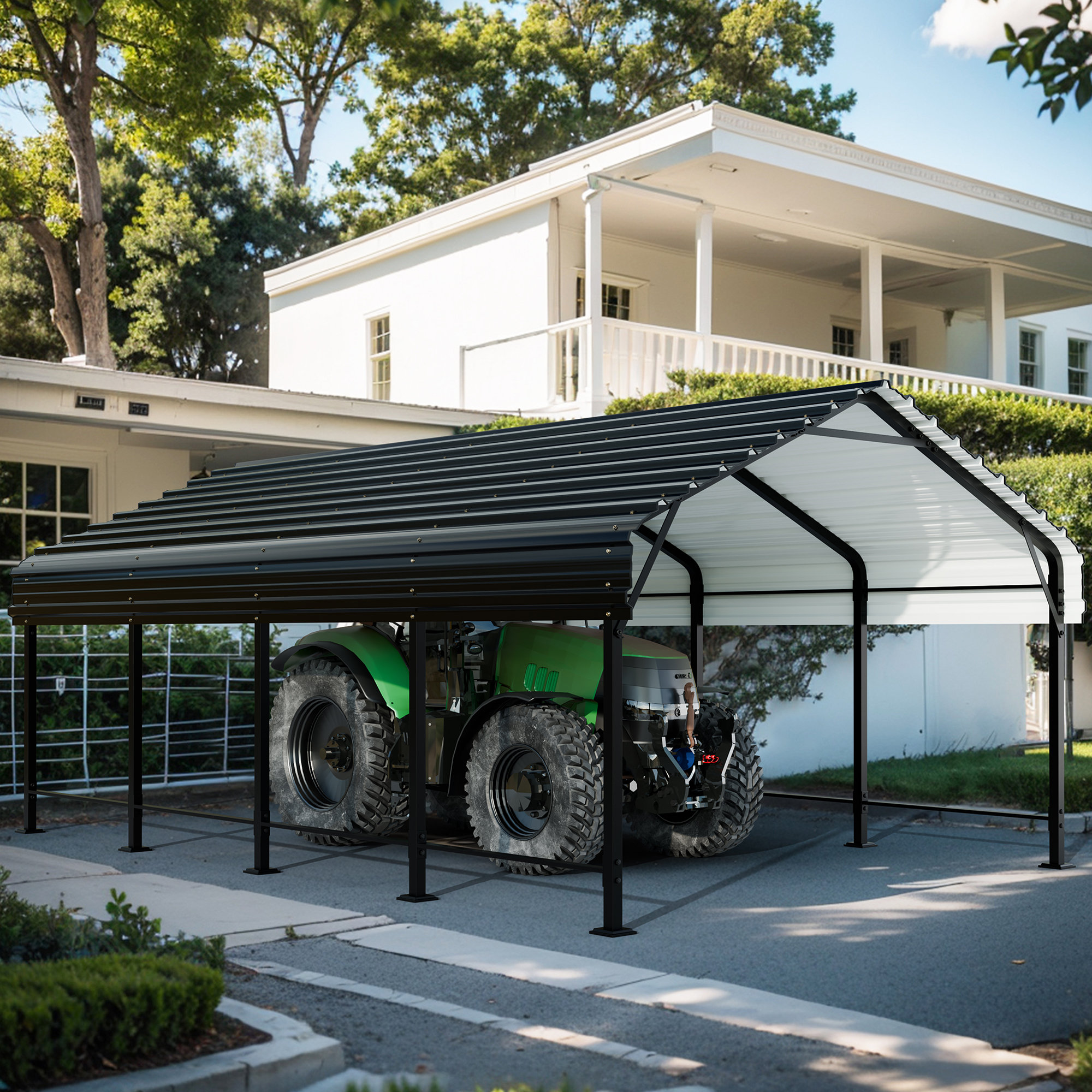 walsunny 12X20 FT Heavy Duty Carport Canopy with Galvanized Steel Roof ...