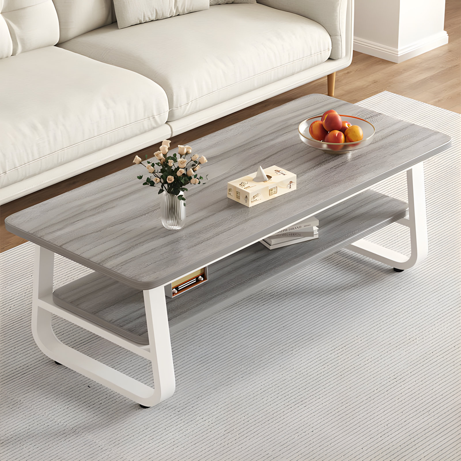 Latitude Run® Modern Double Layer Coffee Table For Living Room, Compact ...