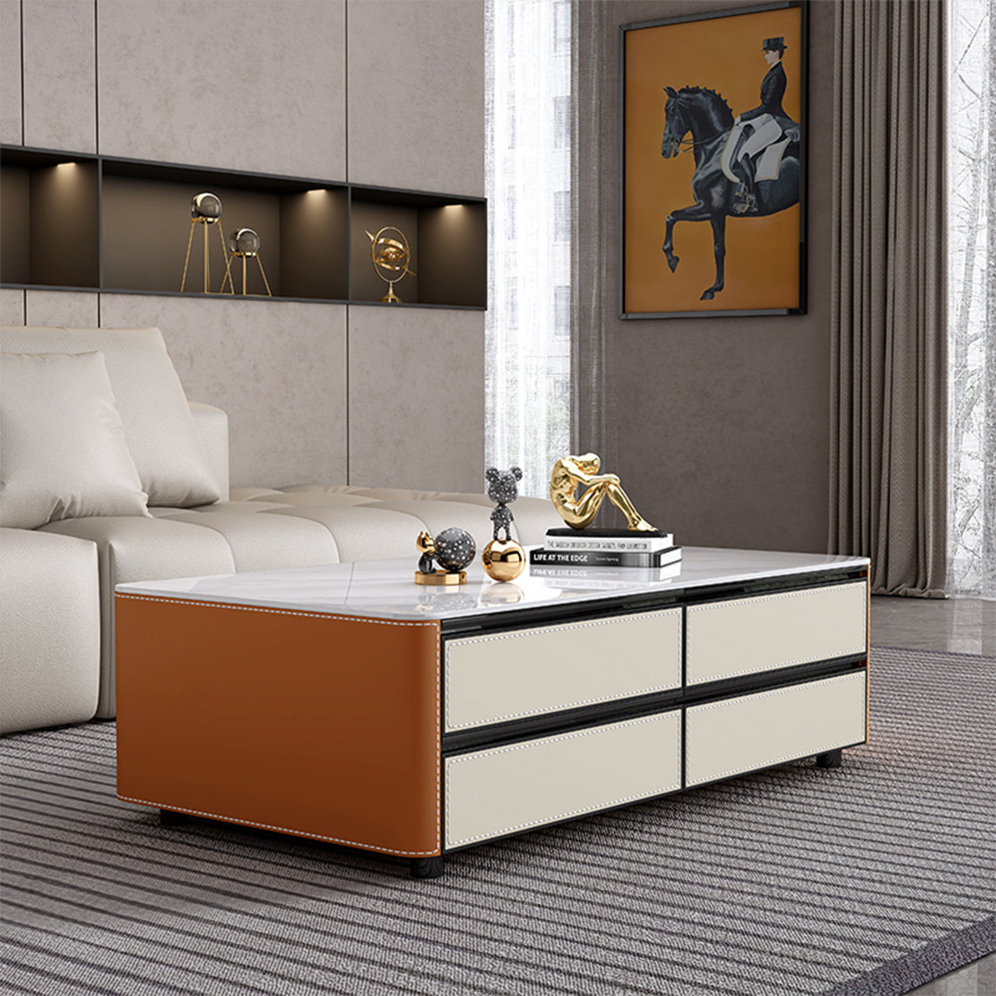 Hokku Designs Light luxury rectangular rock plate coffee table | Wayfair