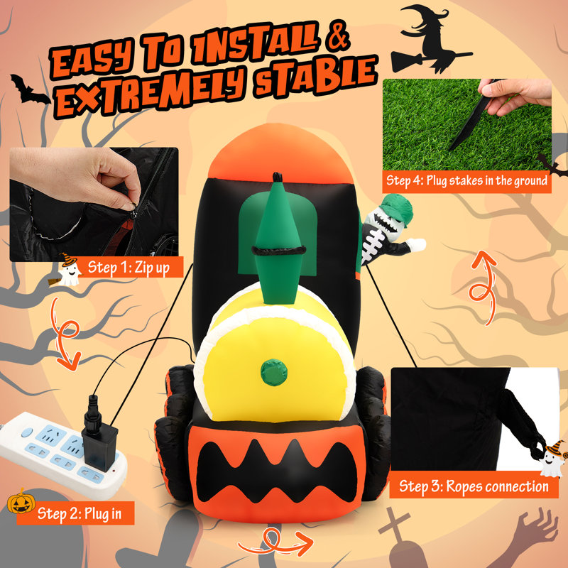 The Holiday Aisle® 8'' Long Inflatable Halloween Train Blow Up ...