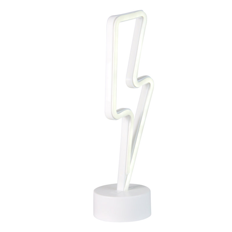 Trinx 11.5" White Battery Operated Neon Style LED Lightening Bolt Table ...