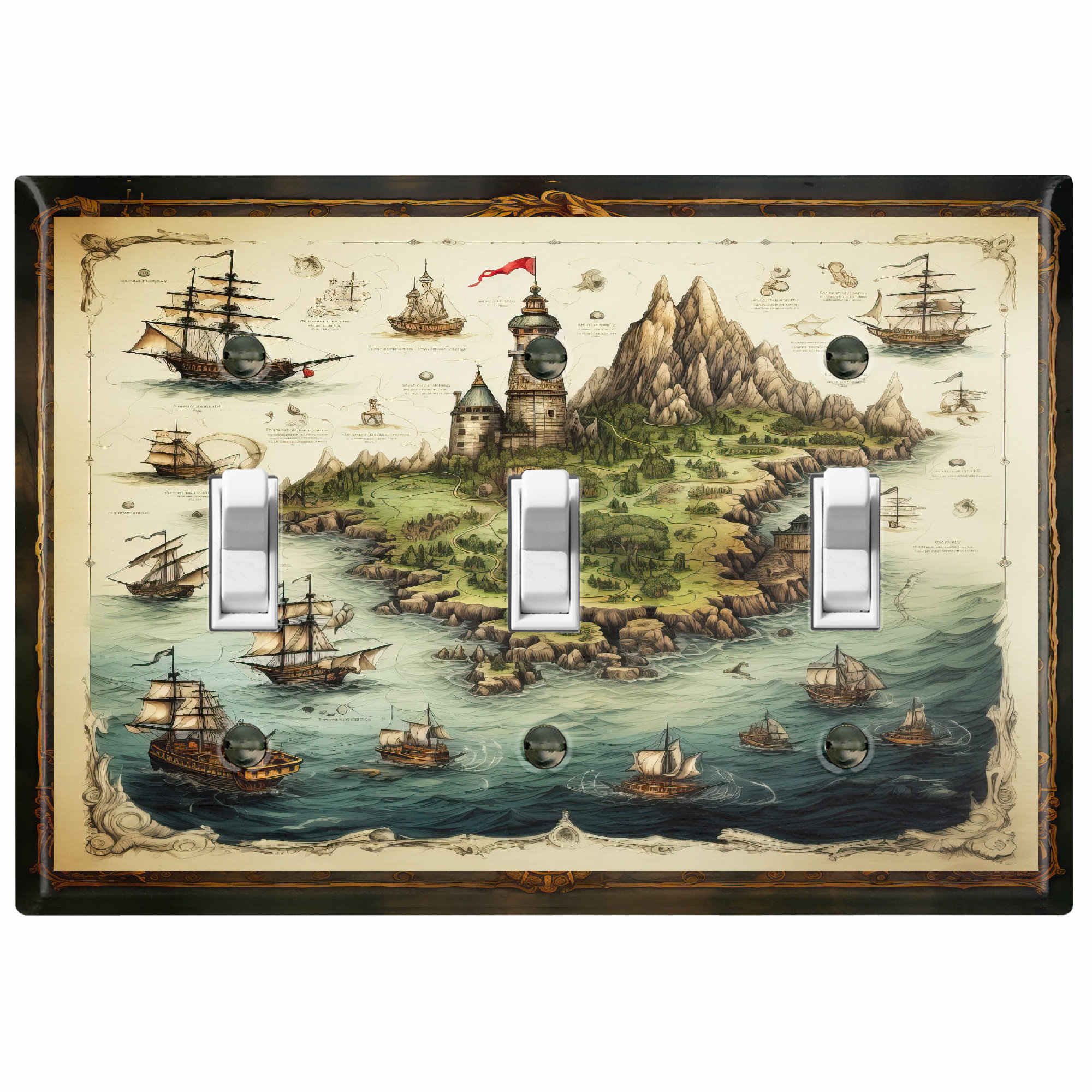 WorldAcc Metal Light Switch Plate Outlet Cover (Ship Travel Castle ...