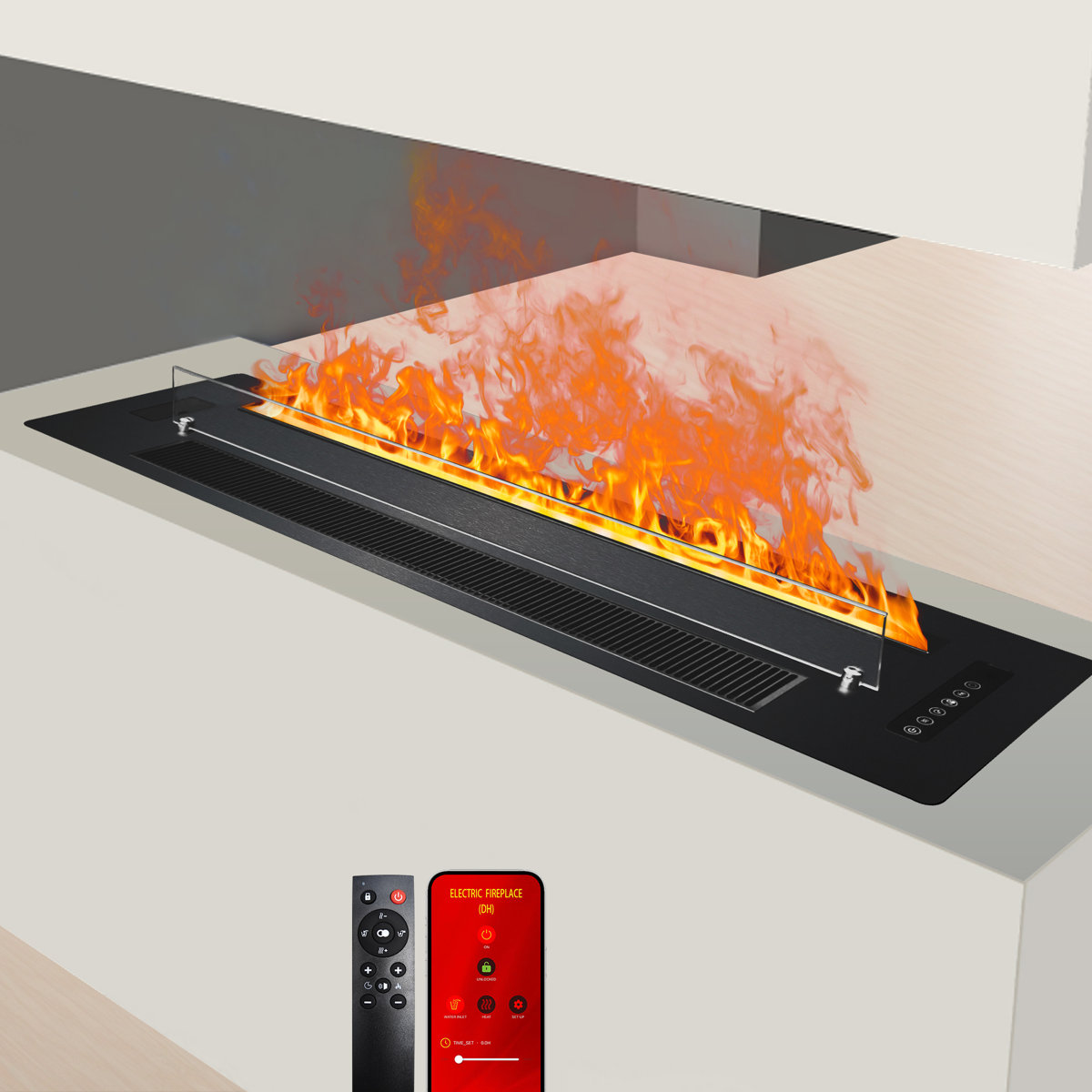 Symple Stuff Smart APP Electric Fireplace Heater 3D Water Vapour ...