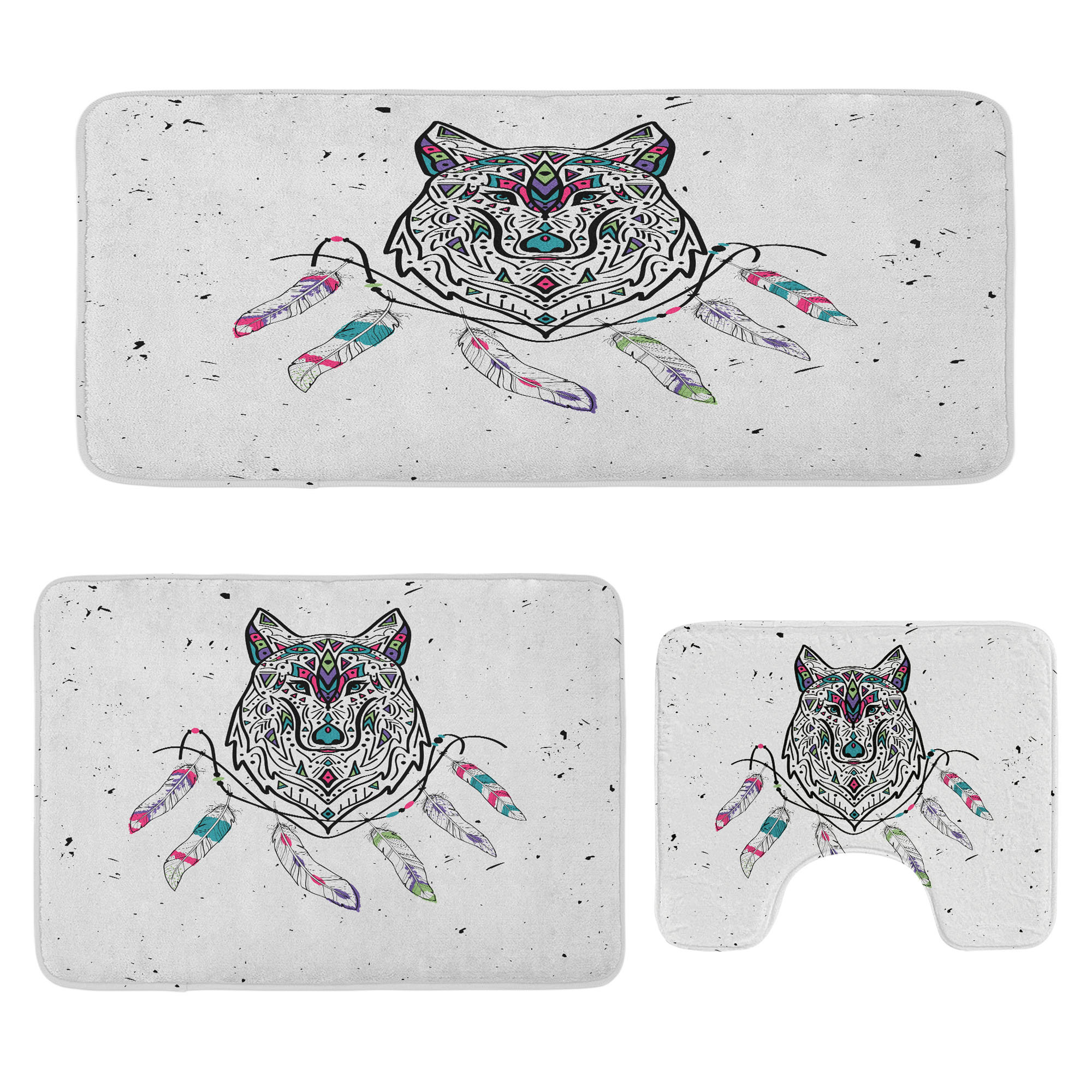 East Urban Home Tribal Bathroom Rug Set 3 Pieces U-Shape & Rectangle ...