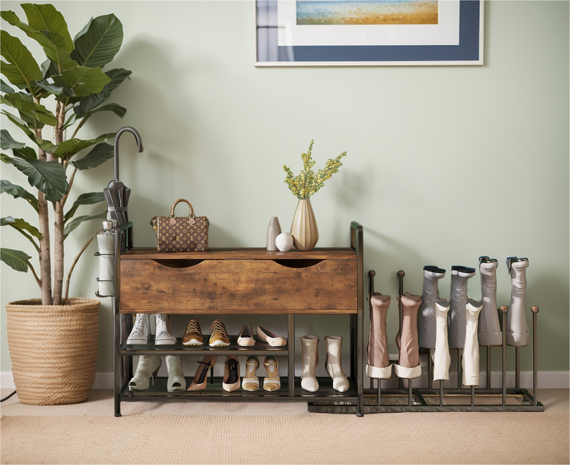 Mercer41 Lift Top Shoe Bench with Storage Compartment Entryway Tall ...