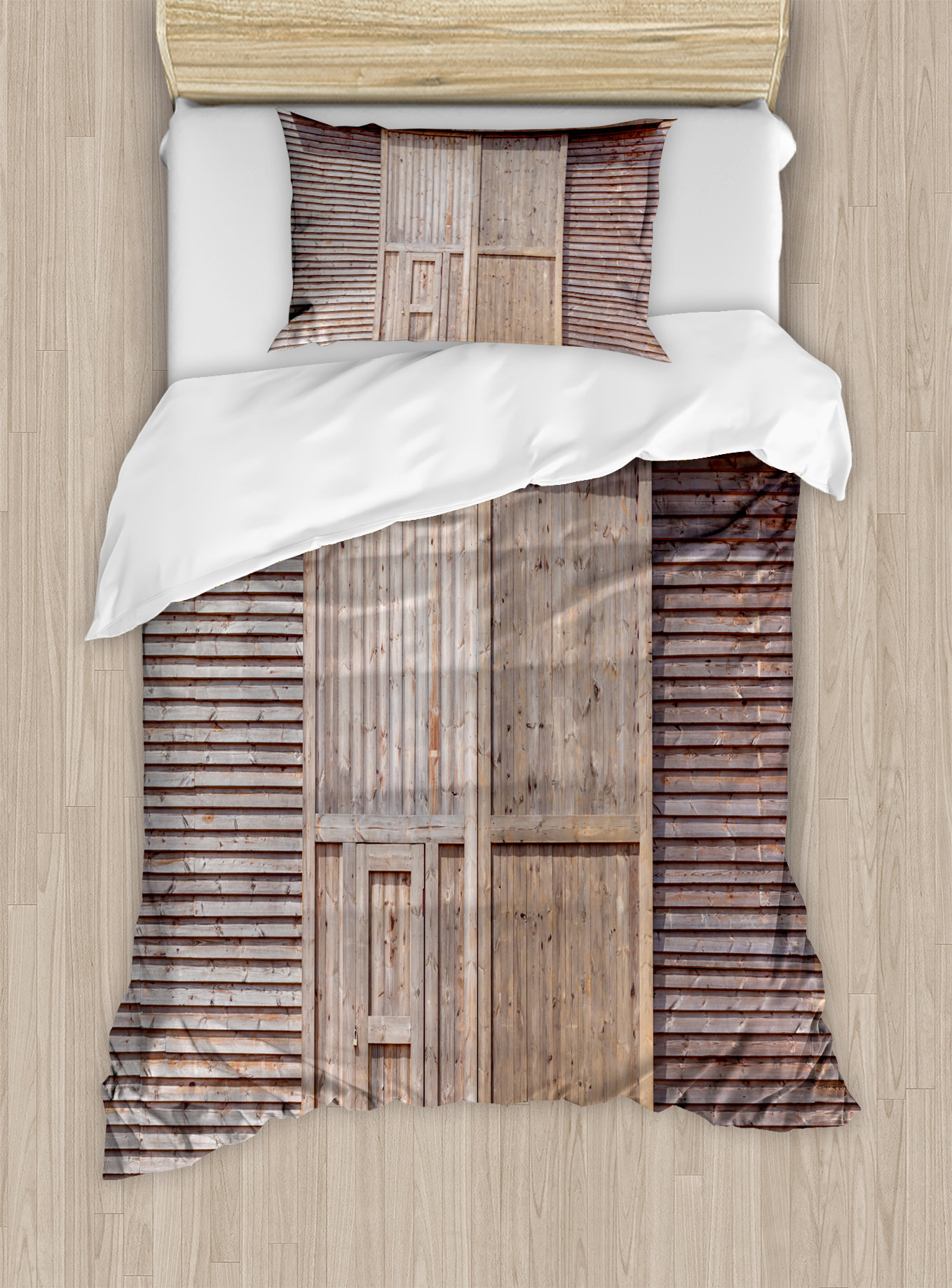 Ambesonne Industrial Old Wooden Timber Oak Barn Door Farmhouse ...