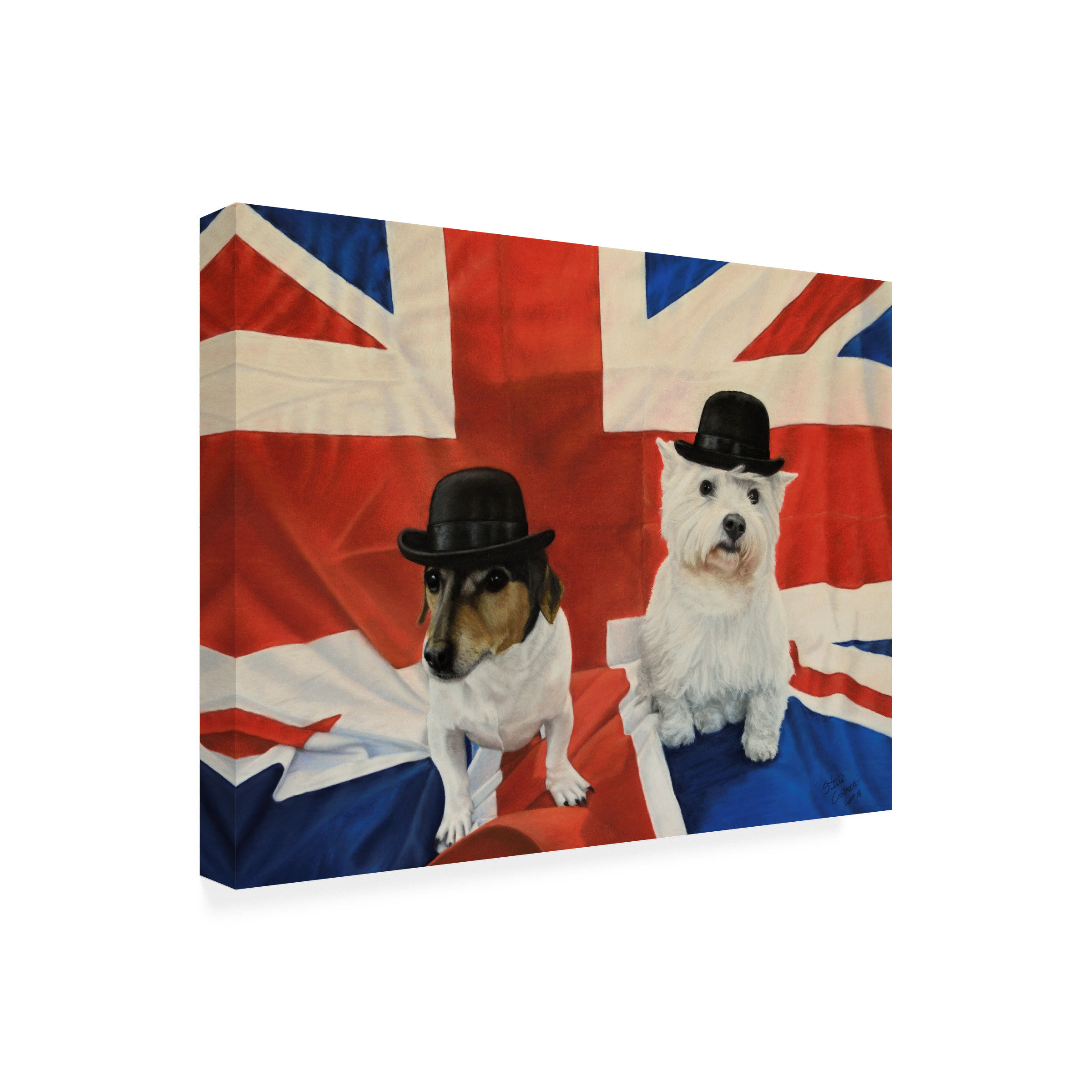 Winston Porter Pet Portrait Of 2 Dogs On A Union Jack Flag by Steve ...