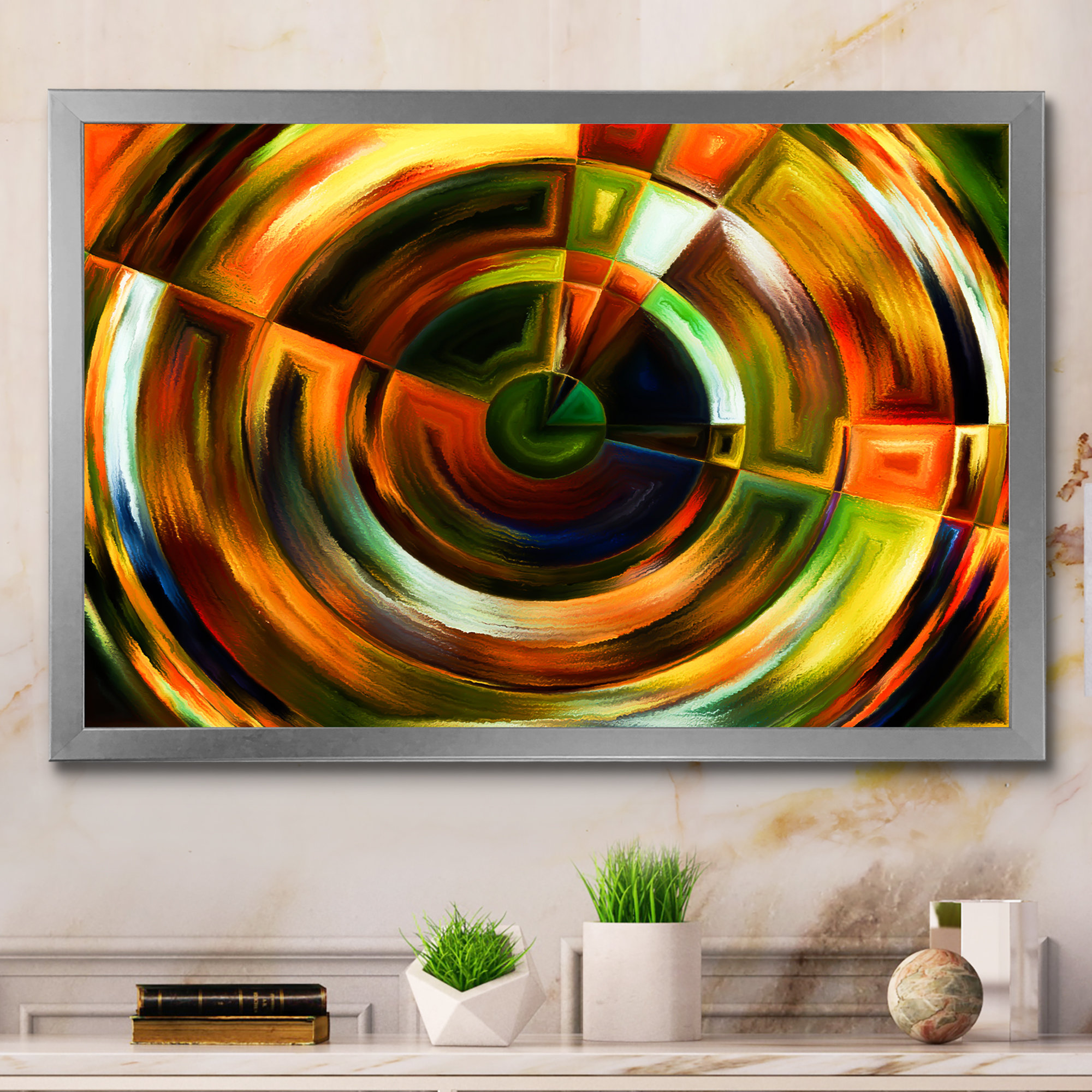 Wrought Studio™ Geometry Real of Inner Circle - Picture Frame Print on ...