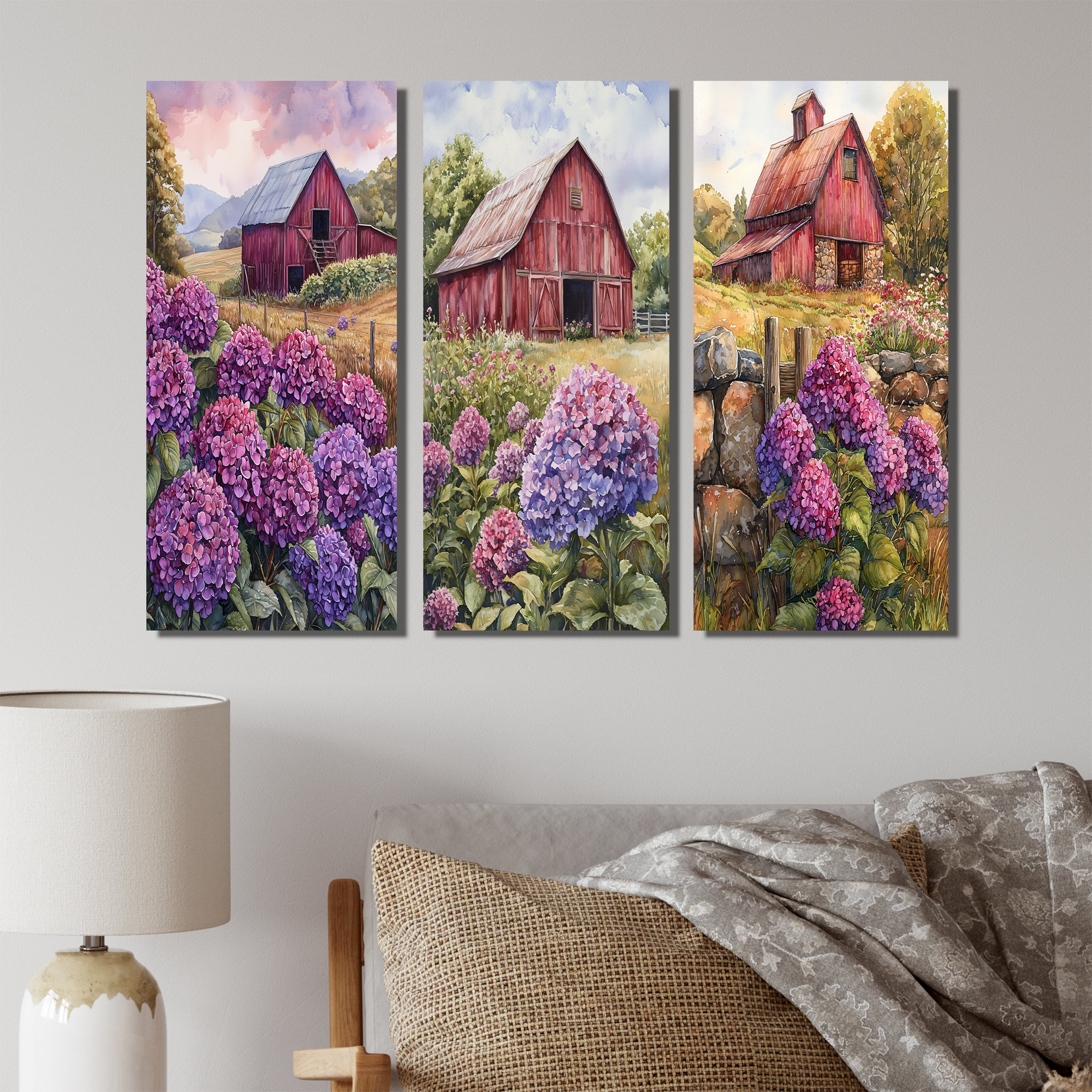 August Grove® Hydrangeas In The Lavender Color Barn I - Traditional ...