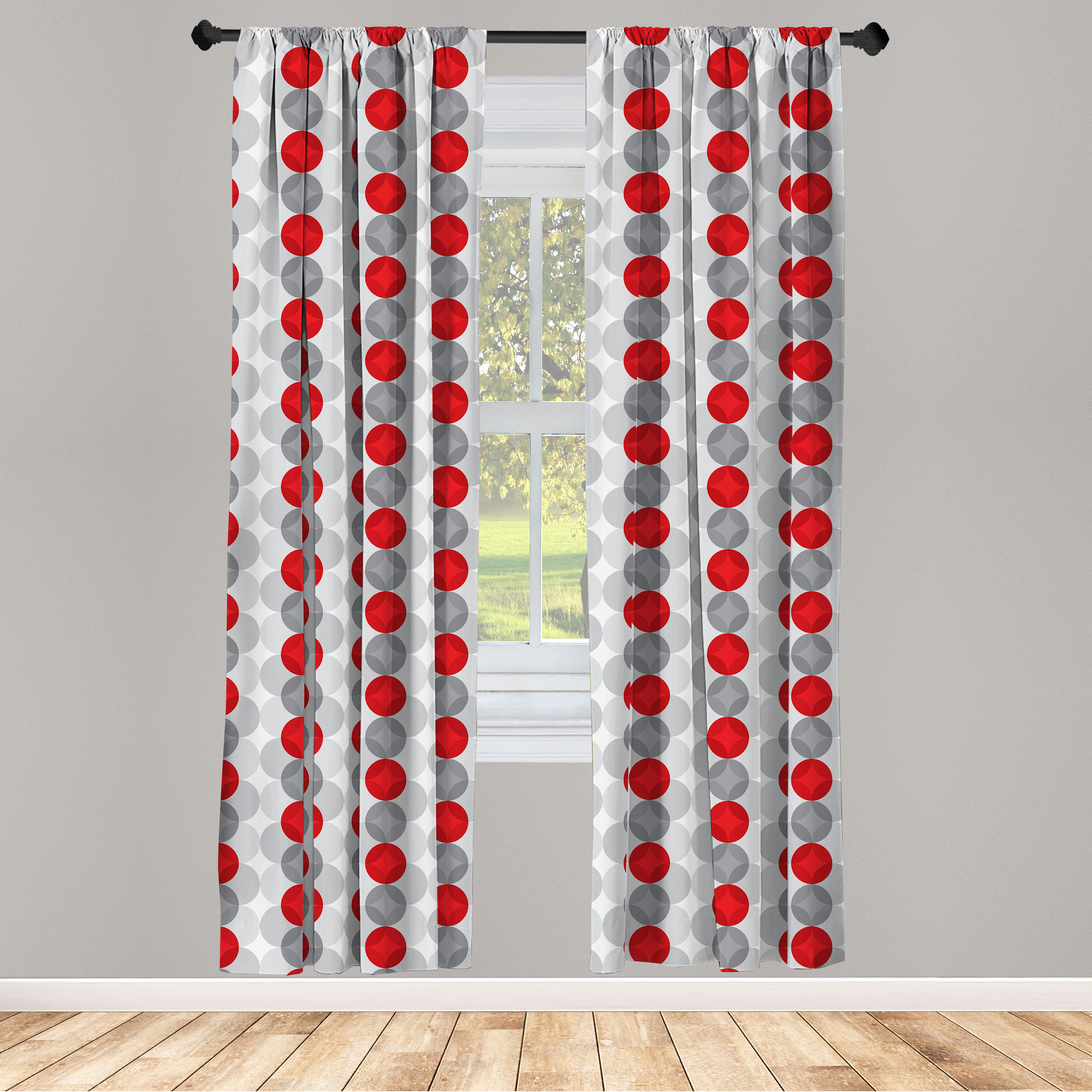 East Urban Home Abstract 4-Panel Curtains, Overlapping Retro Shapes ...