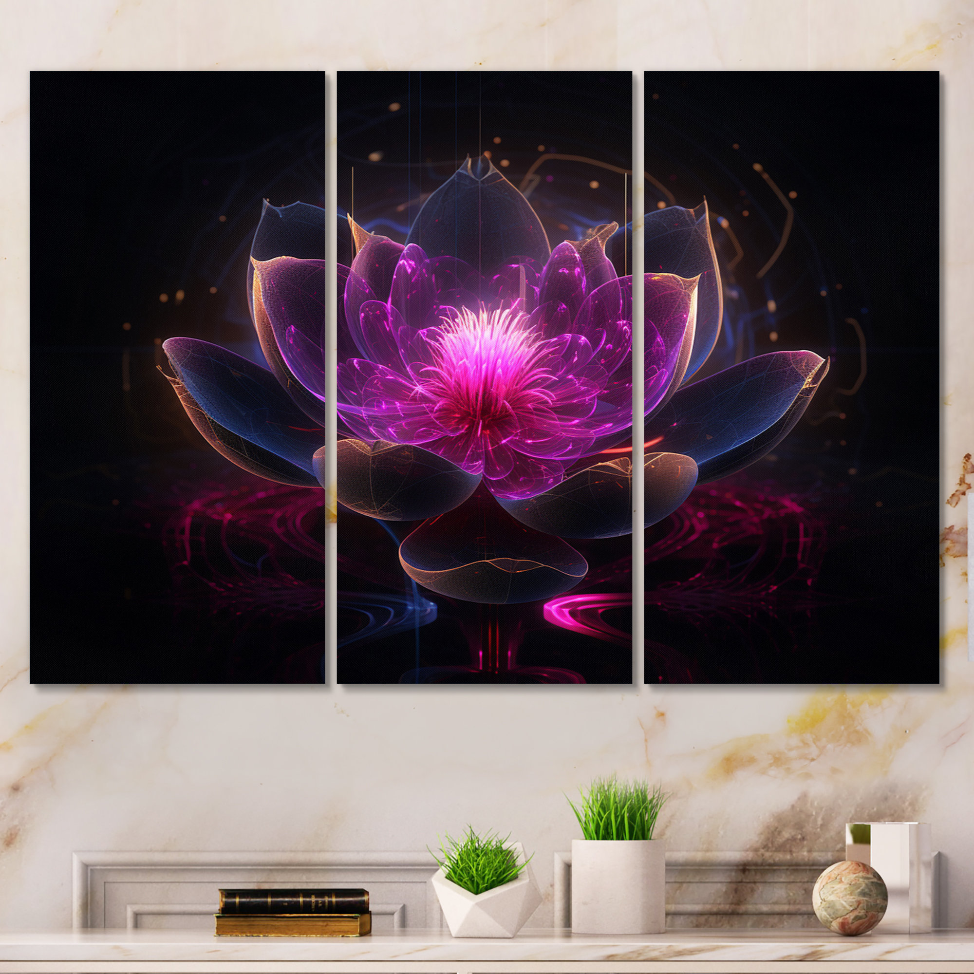 Design Art Lotus Magical Luminiscent Blossoming VI - Lotus Canvas Art ...