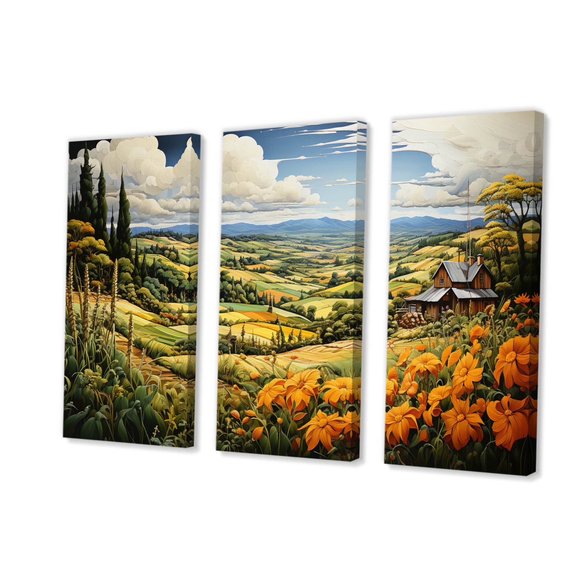 Winston Porter Countryside Pastoral Patchwork I - Landscapes Wall Art ...