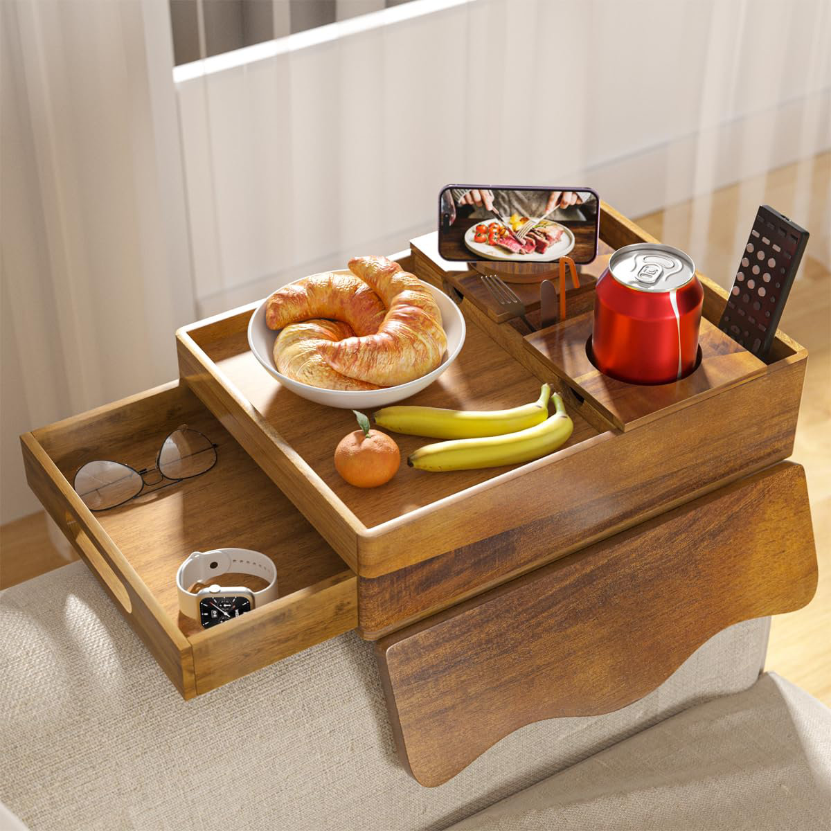 Red Barrel Studio Couch Cup Holder Tray, 7-In-1 Couch Arm Tray, Sofa ...