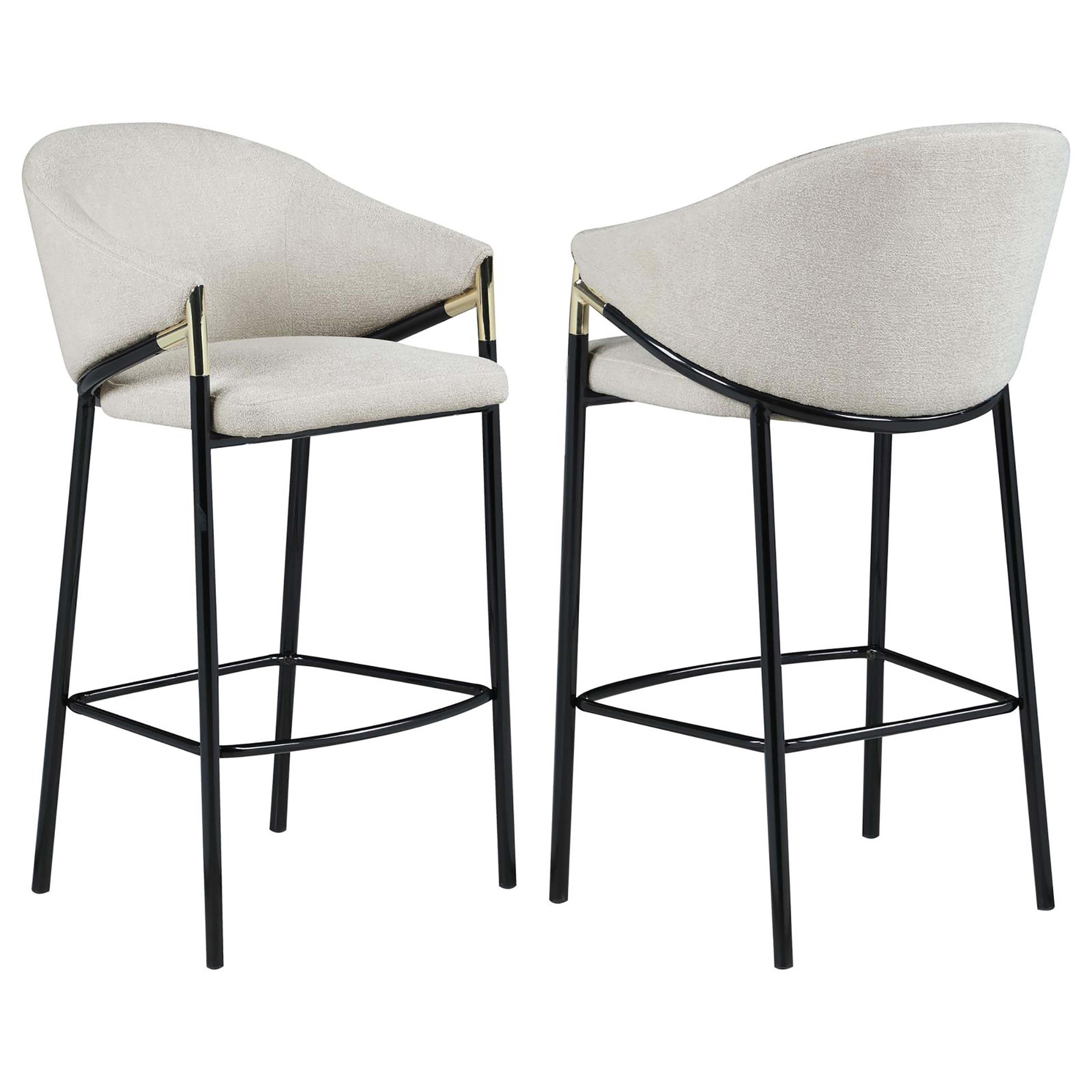 Hokku Designs Beige and Glossy Black Sloped Arm Bar Stools (Set of 2 ...