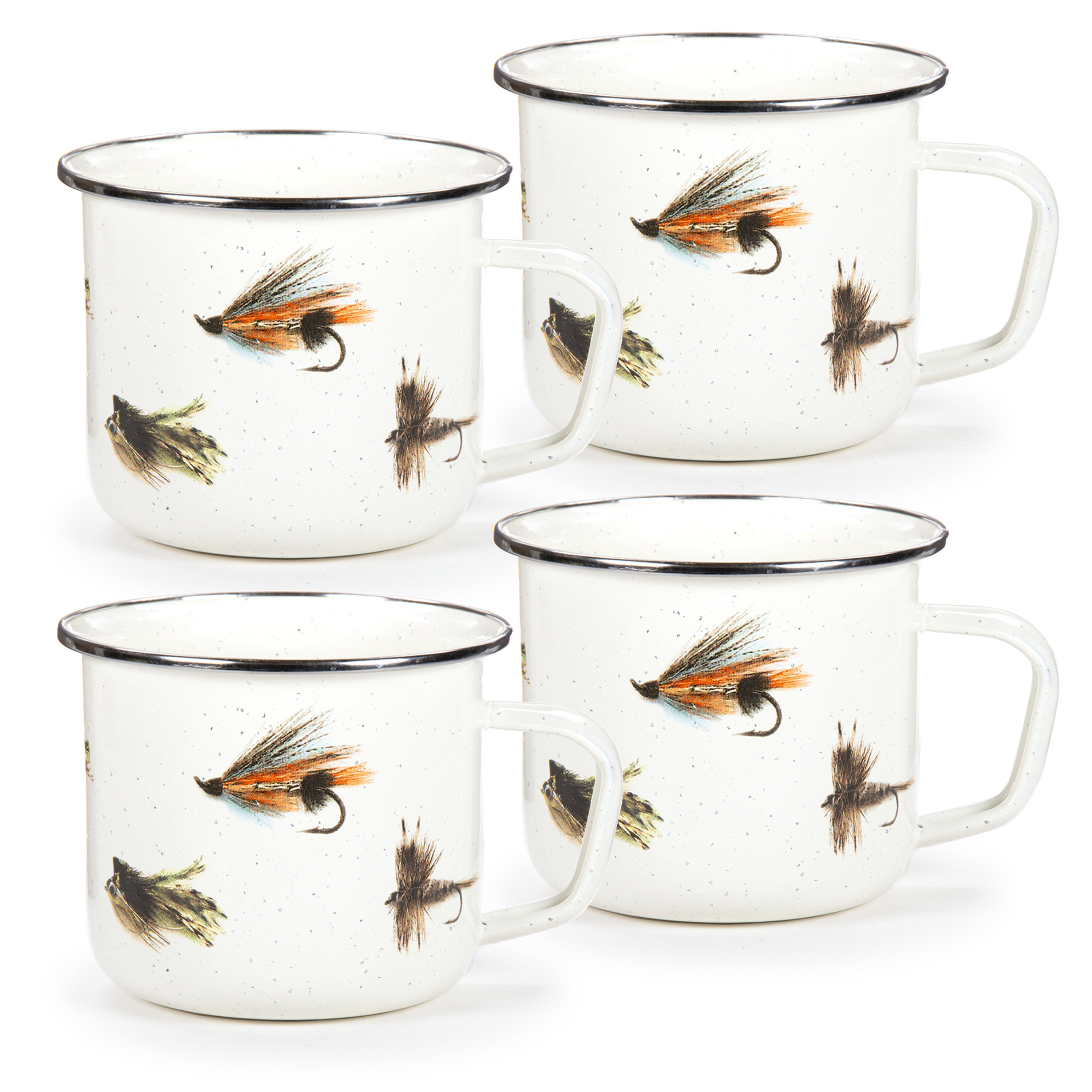 Golden Rabbit Set of 4 Fishing Fly Grande Mugs | Wayfair
