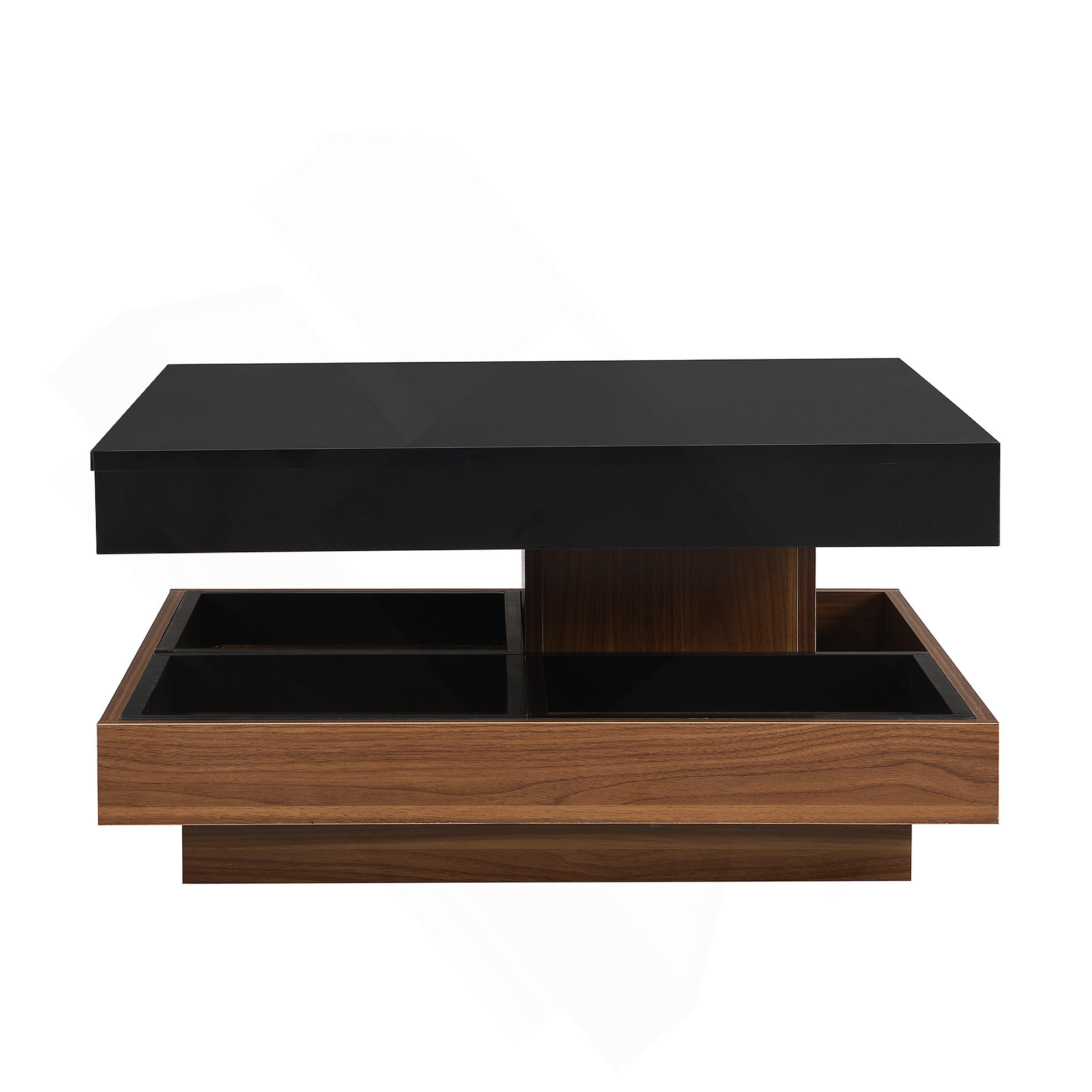 Ebern Designs Modern Square 360°Rotating Coffee Table with Three ...