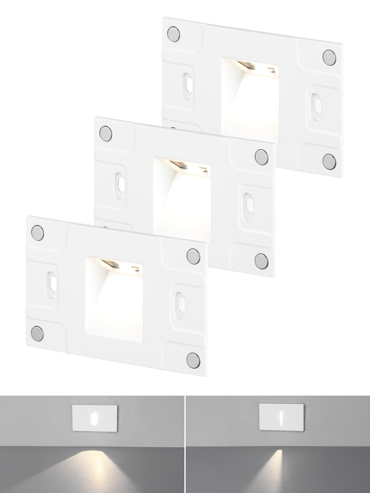 LEDVANS LED Horizontal 5CCT Step Lights, Replaceable Magnetic Faceplat ...