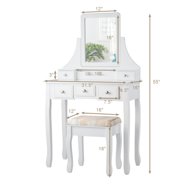 House of Hampton® Quintero Vanity Set with Mirror & Reviews | Wayfair