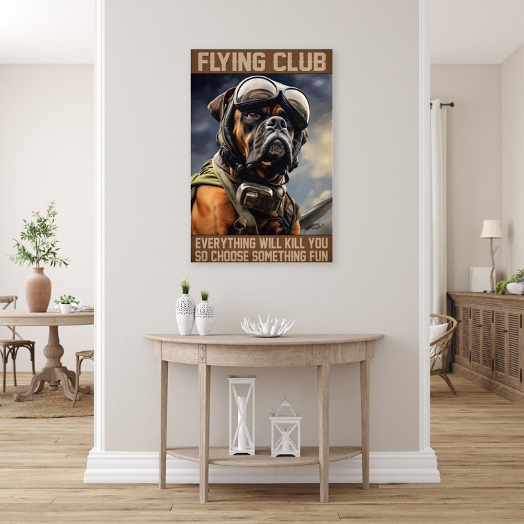 Trinx Boxer Dog Flying Club - 1 Piece Rectangle Graphic Art Print On ...