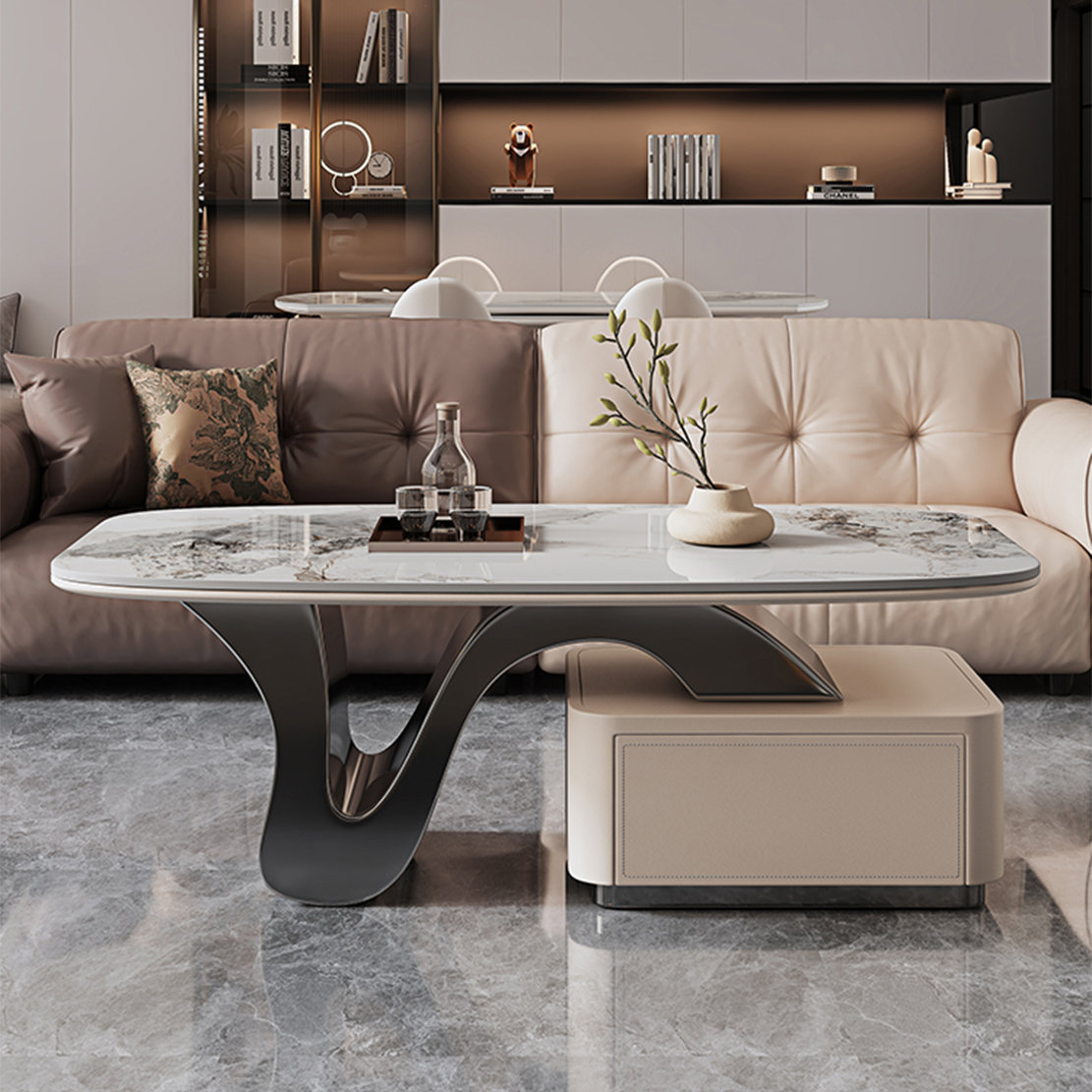 Orren Ellis Italian rectangular stone slab coffee table | Wayfair