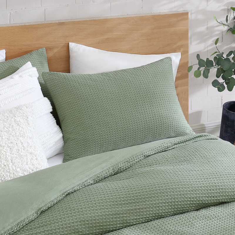 green waffle bedding
