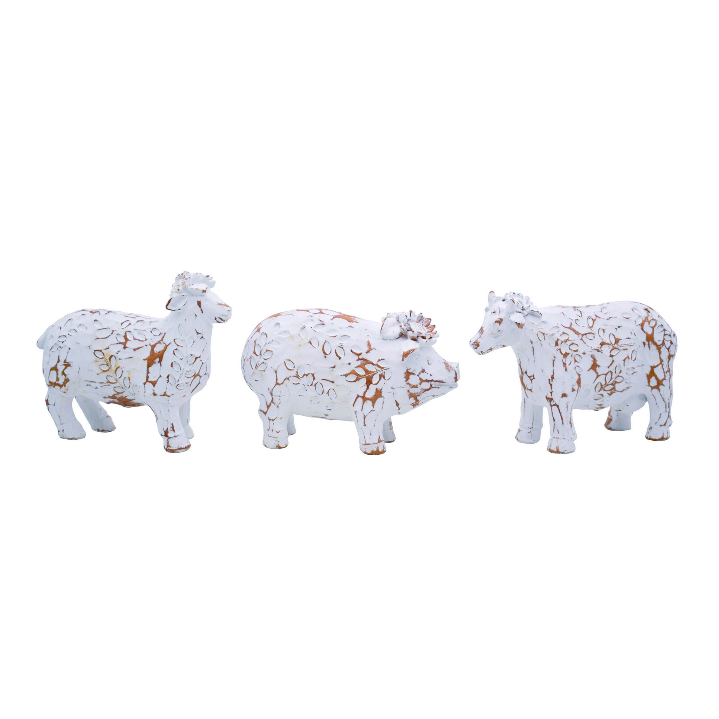 Ophelia & Co. Resin Whitewash Farm Animal Set of 3 Spring Home ...