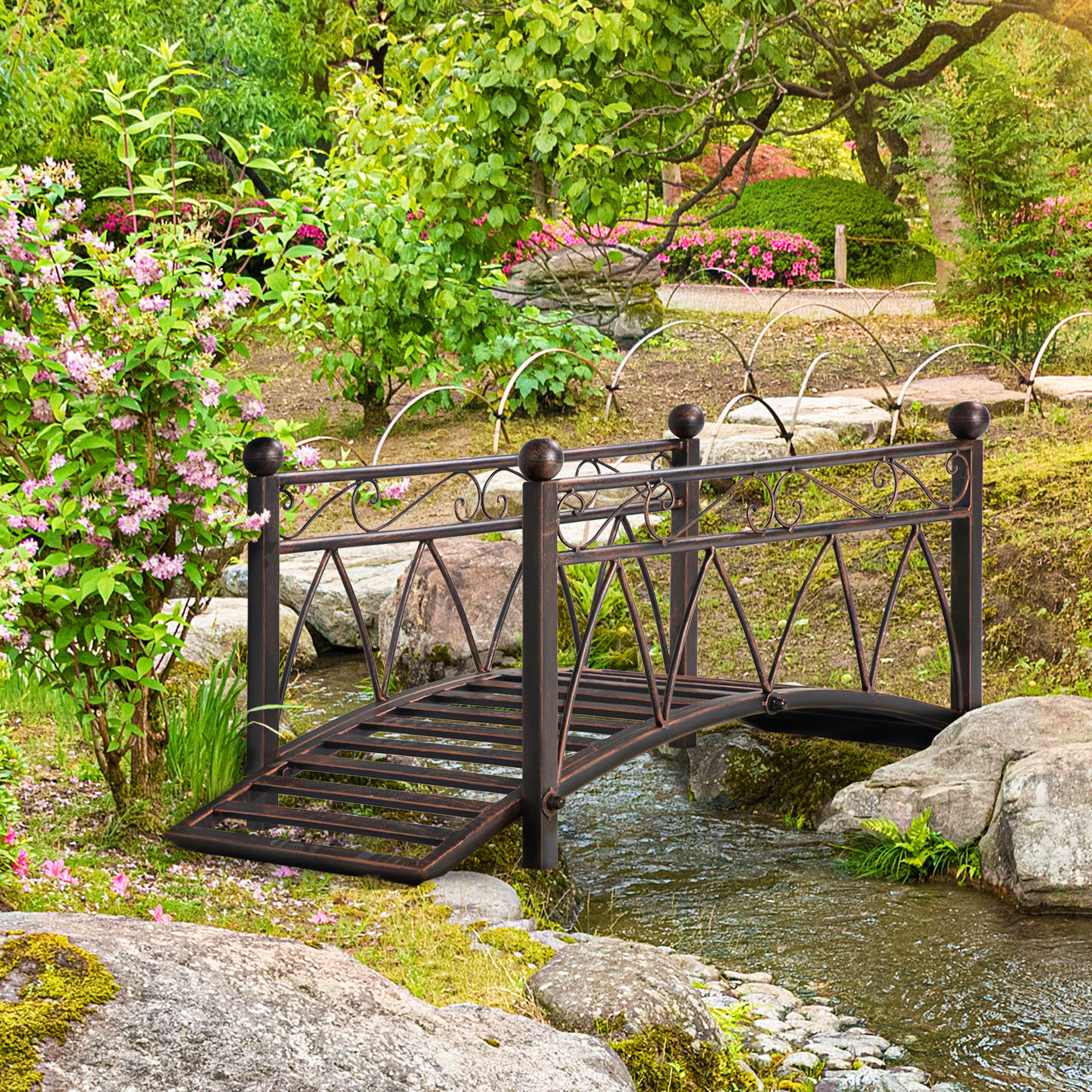 Outsunny Garden Bridge with Safety Railings & Reviews | Wayfair