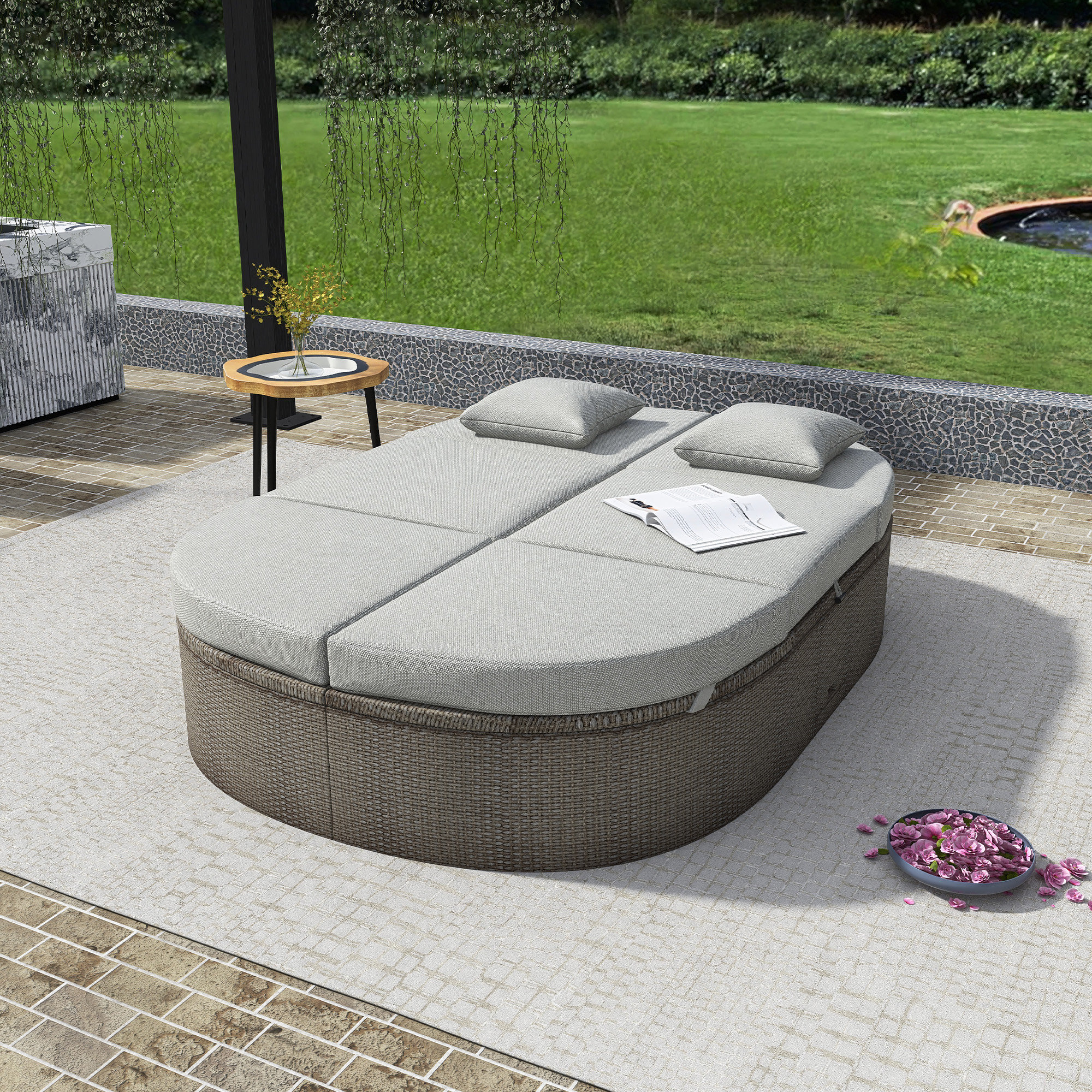 Latitude Run® Outdoor Sun Bed Patio 2-Person Daybed | Wayfair