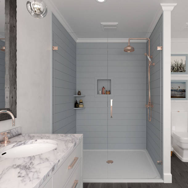 DreamLine SlimLine 42" x 42" Double Threshold Shower Base & Reviews ...