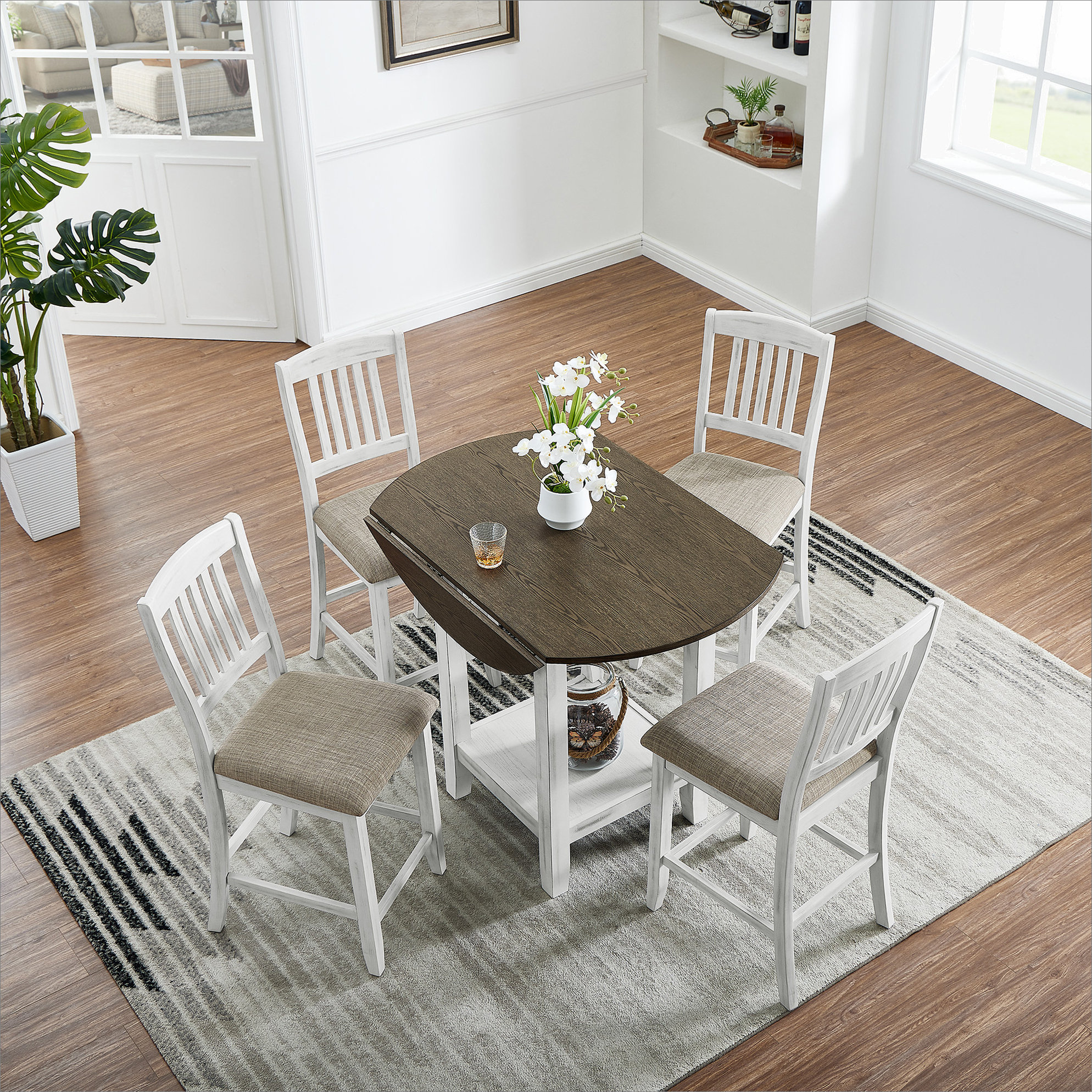 Lark Manor™ Foldable leaf dining table with storage space, 4-person ...