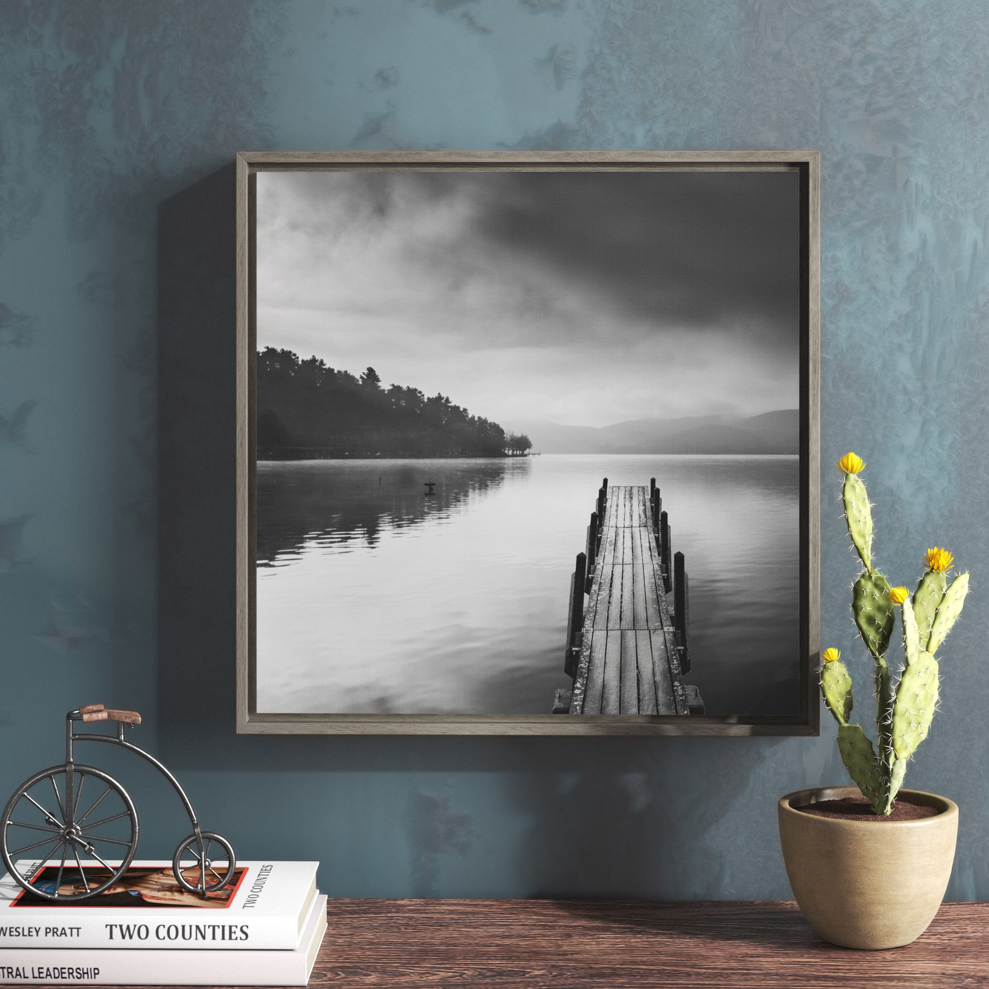 Steelside™ 'Lake View with Pier II' by George Digalakis - Floater Frame ...