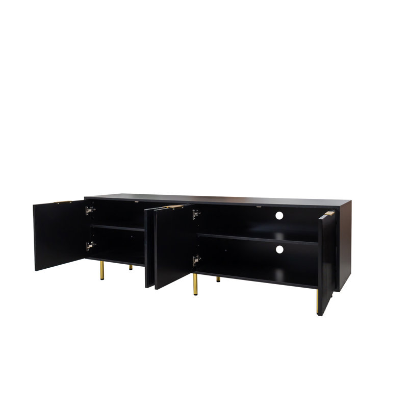 Mercer41 Modern Warm Black TV Cabinet For 80 Inch TV Stands | Wayfair