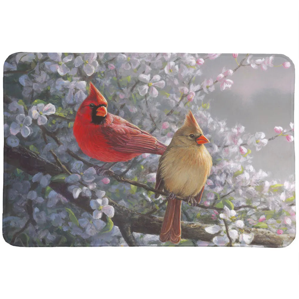The Holiday Aisle® Jubal Spring Time Cardinal Memory Foam Rug | Wayfair