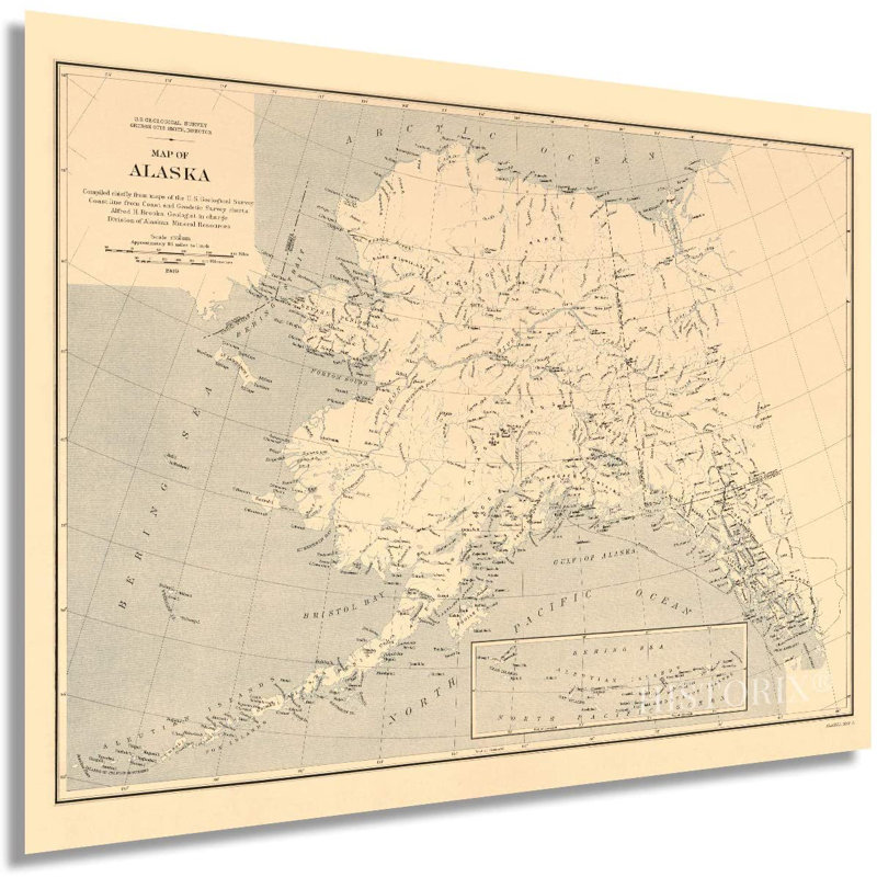 HISTORIC PRINTS HISTORIX Vintage 1909 Alaska State Map - 24X36 Inch ...