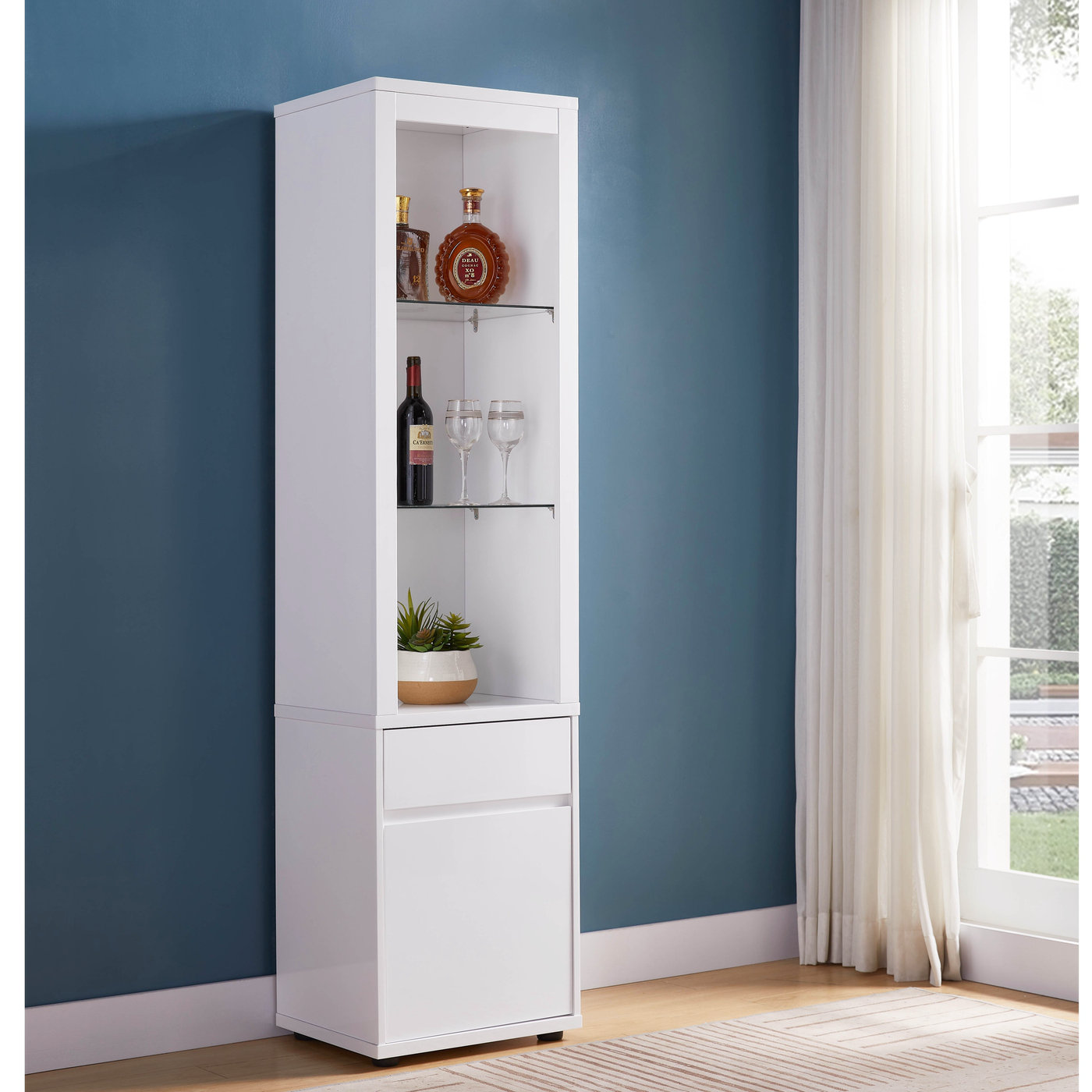 Ebern Designs Colie Contemporary Display Cabinet with 3 Glass Shelves 1 ...