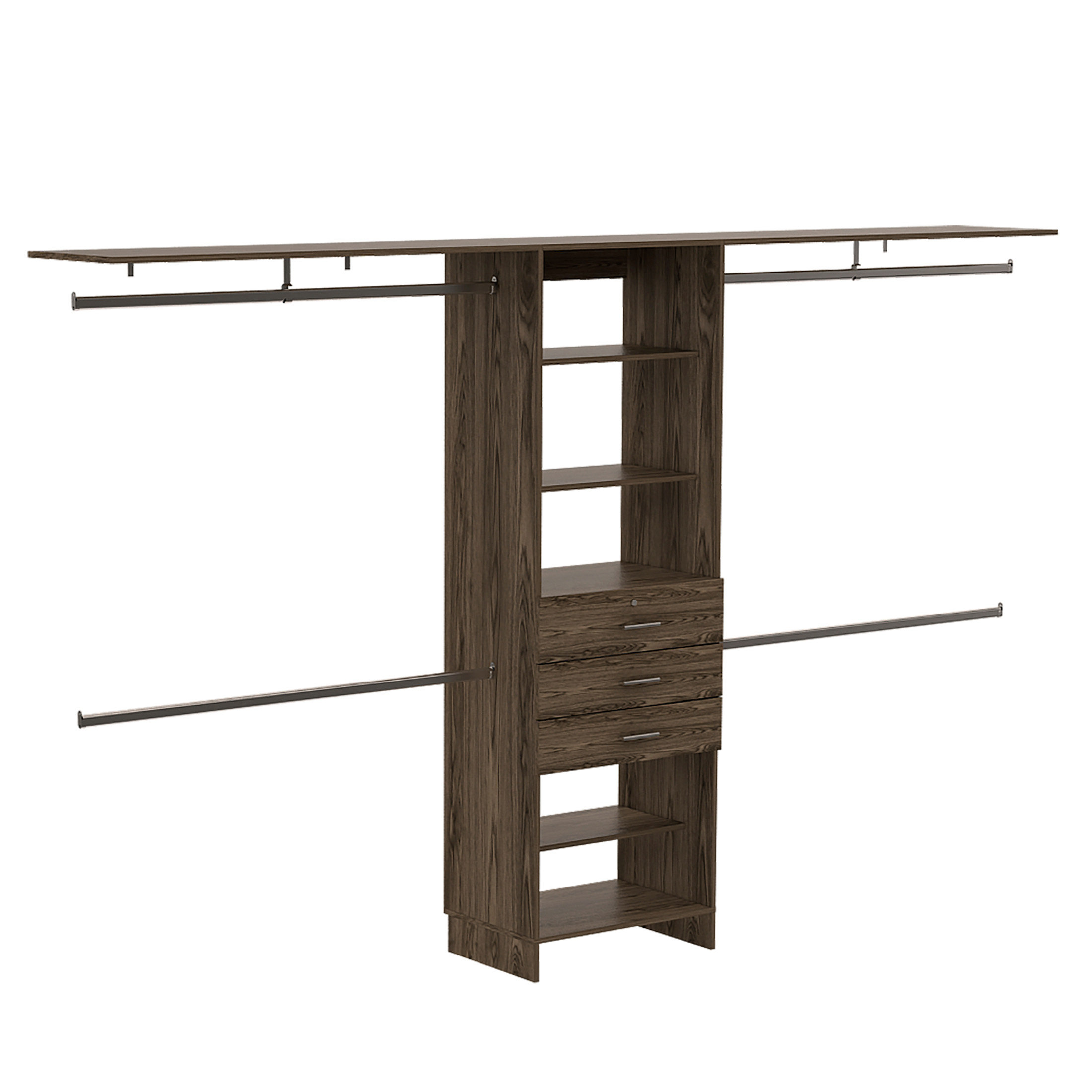 Latitude Run® Closet System 69"W - 118"W, Four Hanging Rods, Three ...