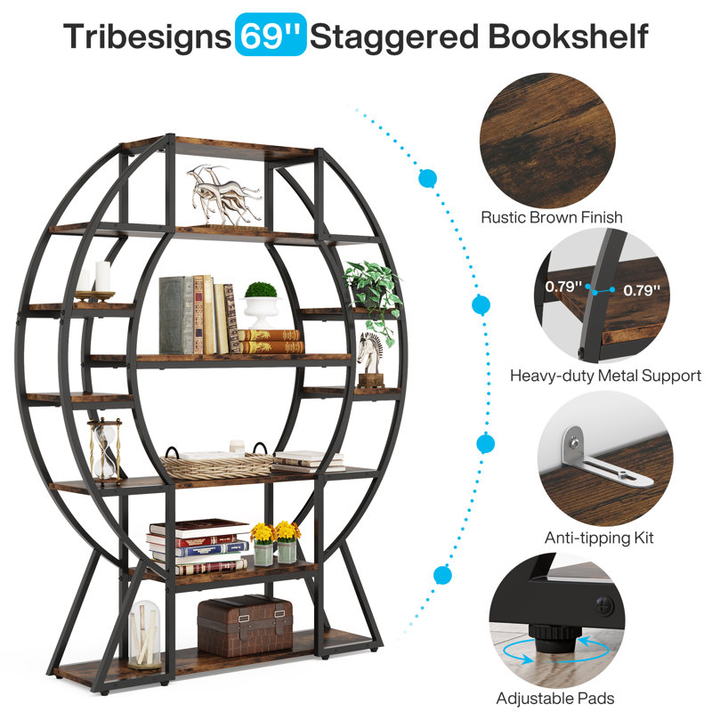 17 Stories Saviti 68.9" H x 55.12" W Etagere Bookcase | Wayfair