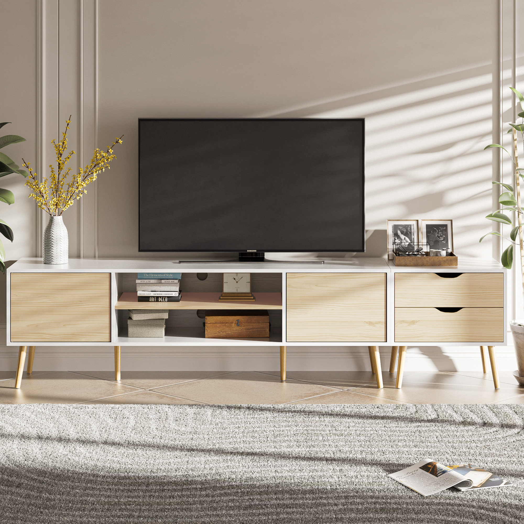 George Oliver Tv Stand For Tvs Up To 90 Inch, Entertainment Centre For ...