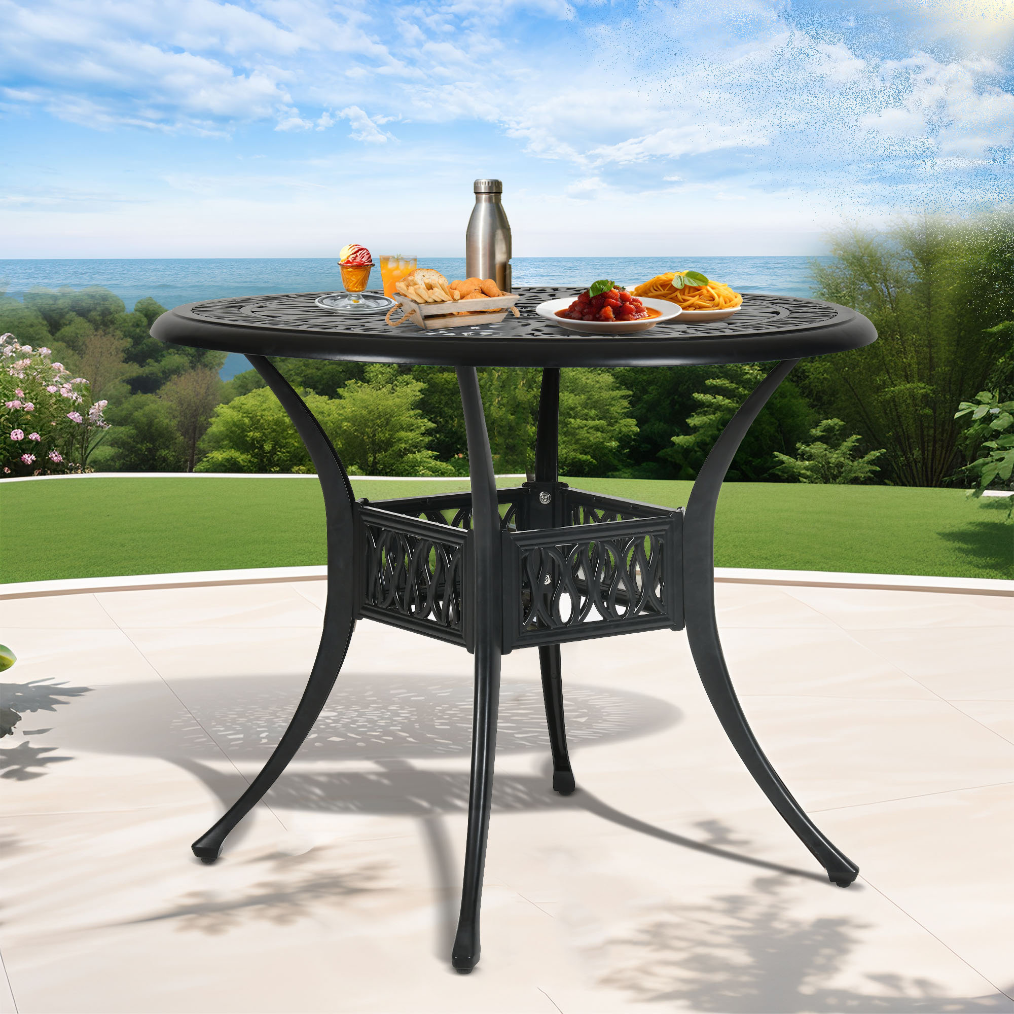 Red Barrel Studio® Takyla Round 38.4'' Outdoor Dining Table | Wayfair